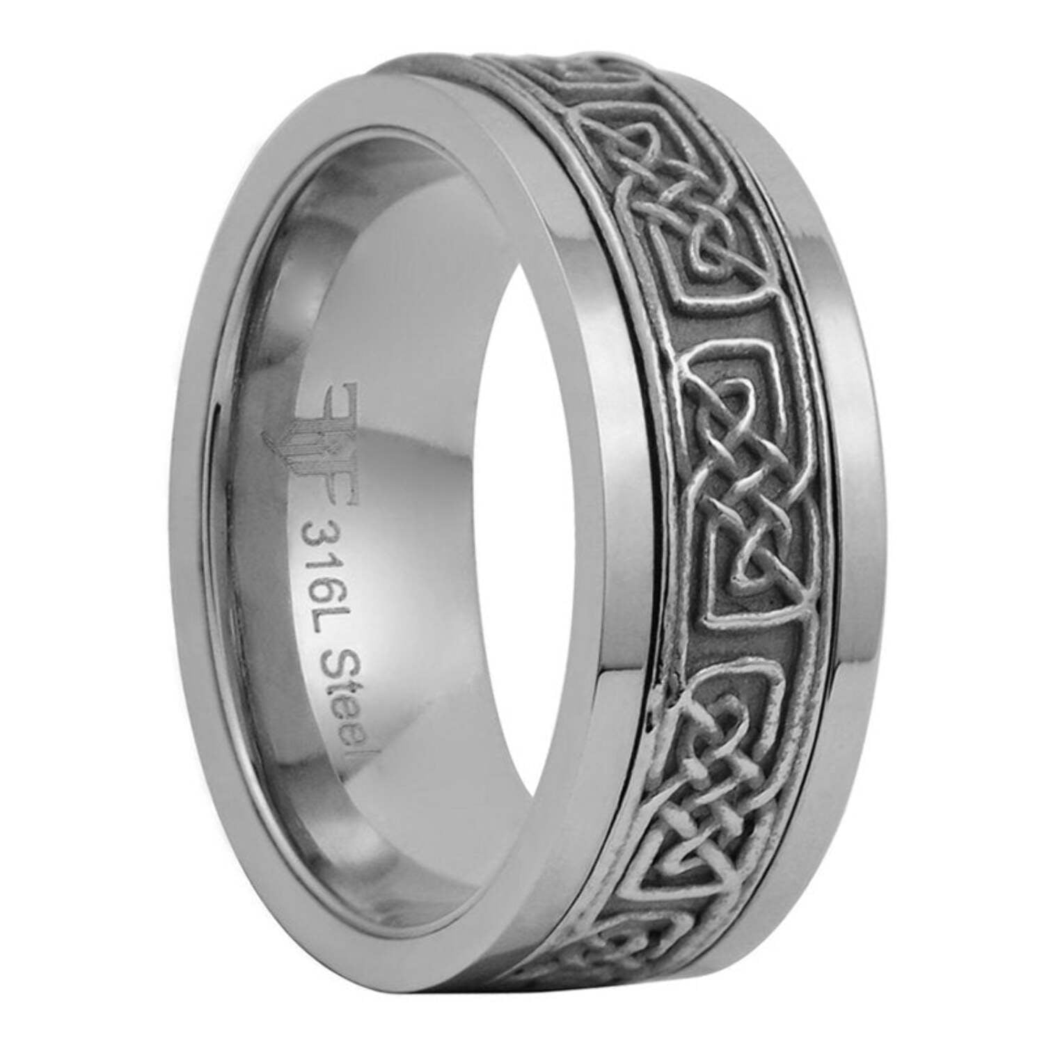 Norse Knot Viking Spinner Ring Mens Womens Silver 316L Stainless Steel ...
