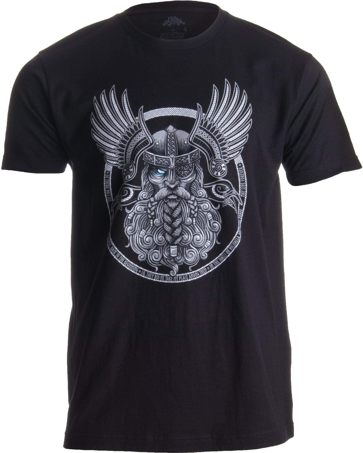 Norse Mythology God Valkyrie Valhalla Viking Raven Nordic Thor T-Shirt ...
