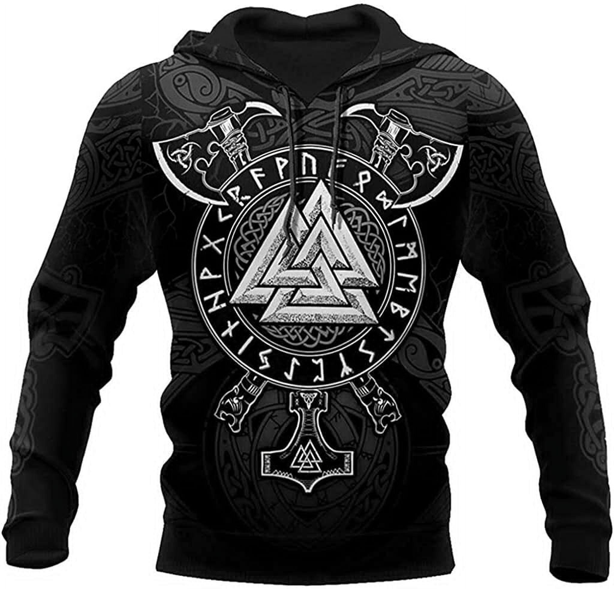 Norse Mythology Novelty Valhalla Pirate Ax Hoodie, Viking 3D Printed ...