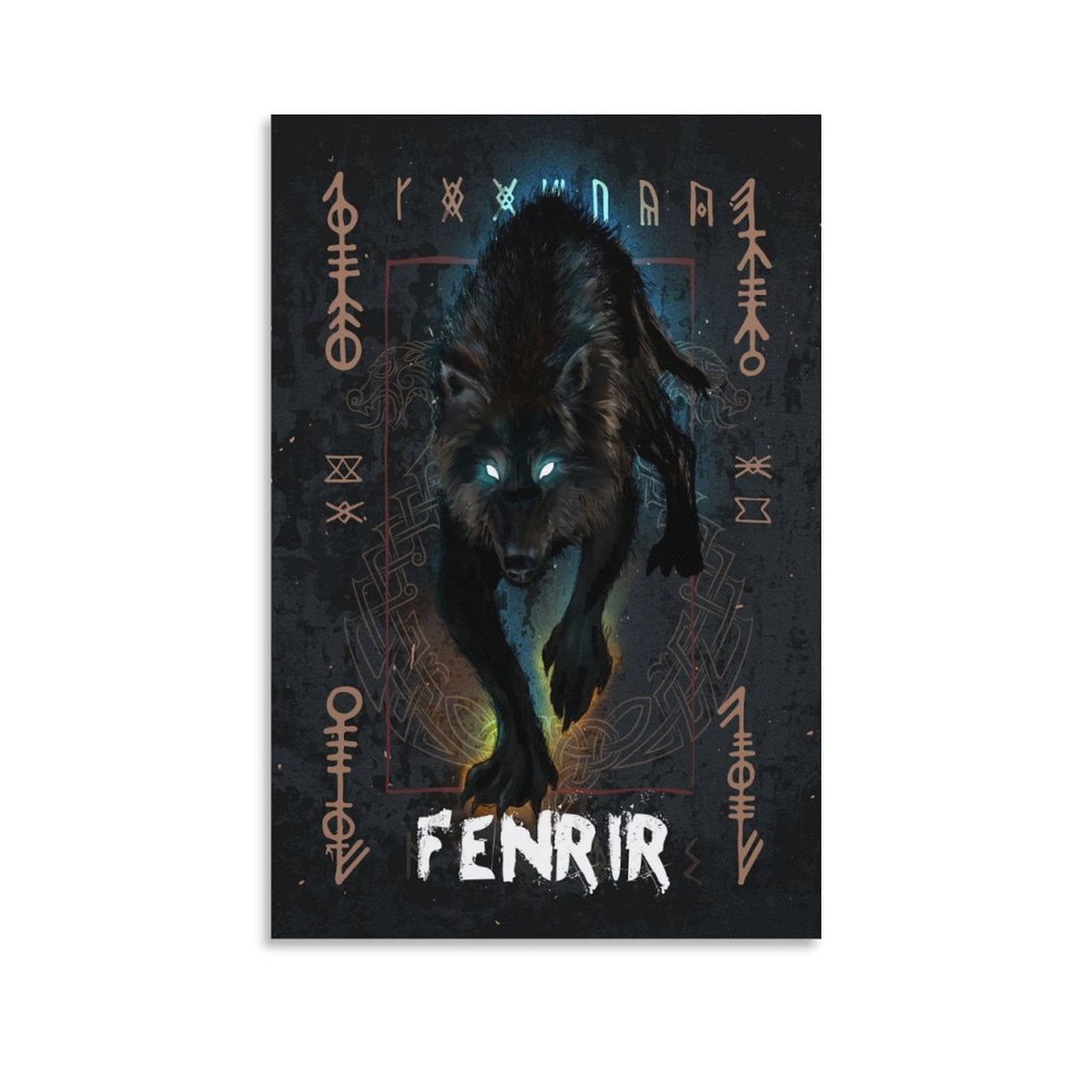 Norse Mythology Poster Fenrir The Norse Wolf Posters Wall Art Painting ...