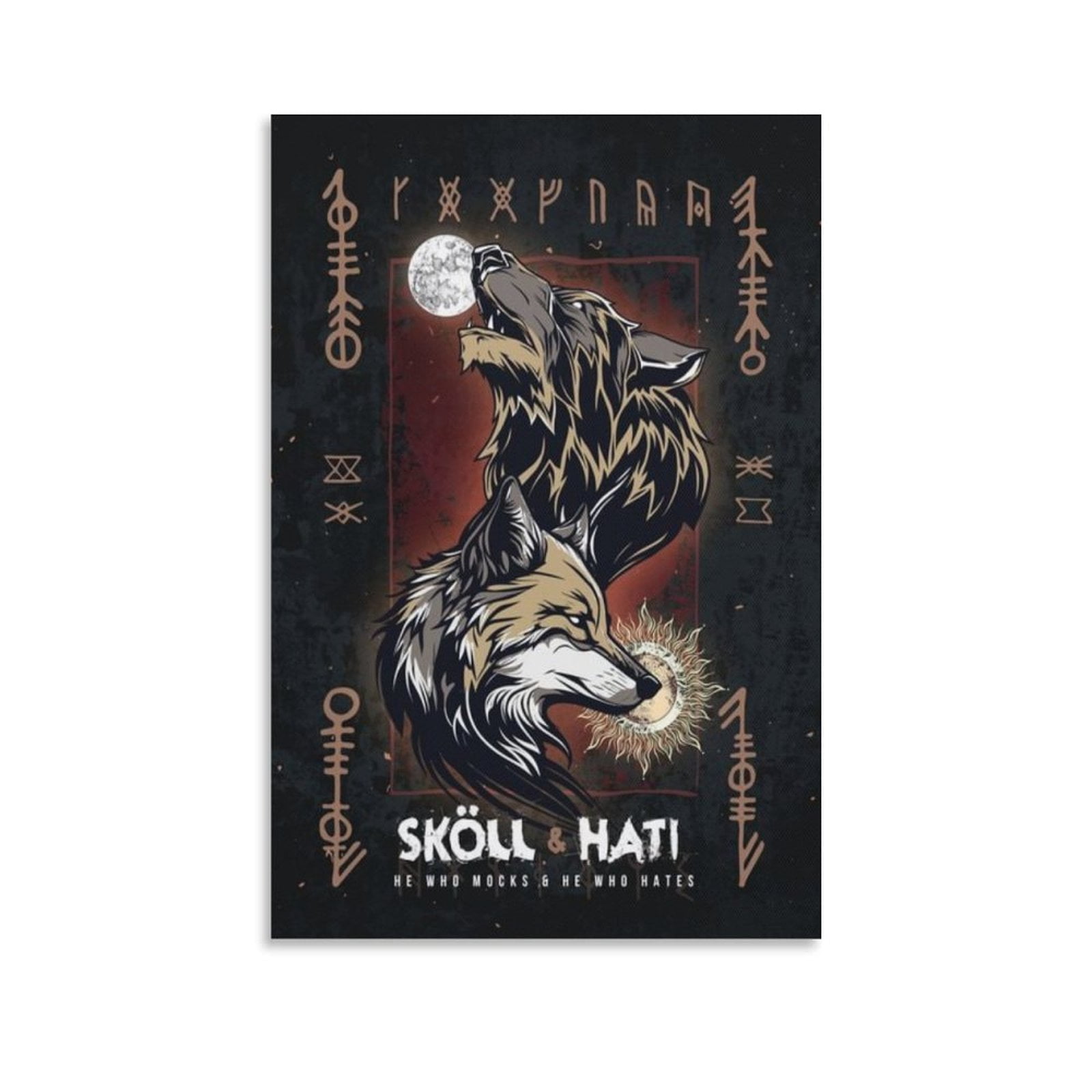 Norse Mythology Poster SKOLL HATI Print Photo Art Painting Canvas Poster Home Decorative Bedroom ...