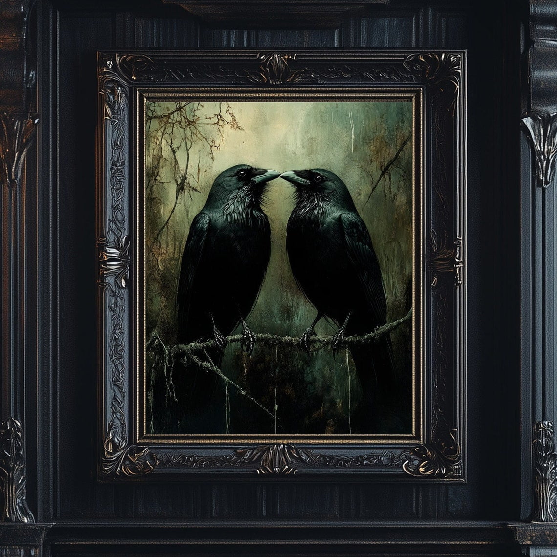 Norse Mythology Ravens Wall Art Print, Gothic Romantic Crow, Forestcore ...