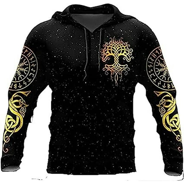 Norse Mythology Tree Of Life Vegvisir Totem Harajuku Sweatshirt Unisex Viking 3D Printed Tattoo ...