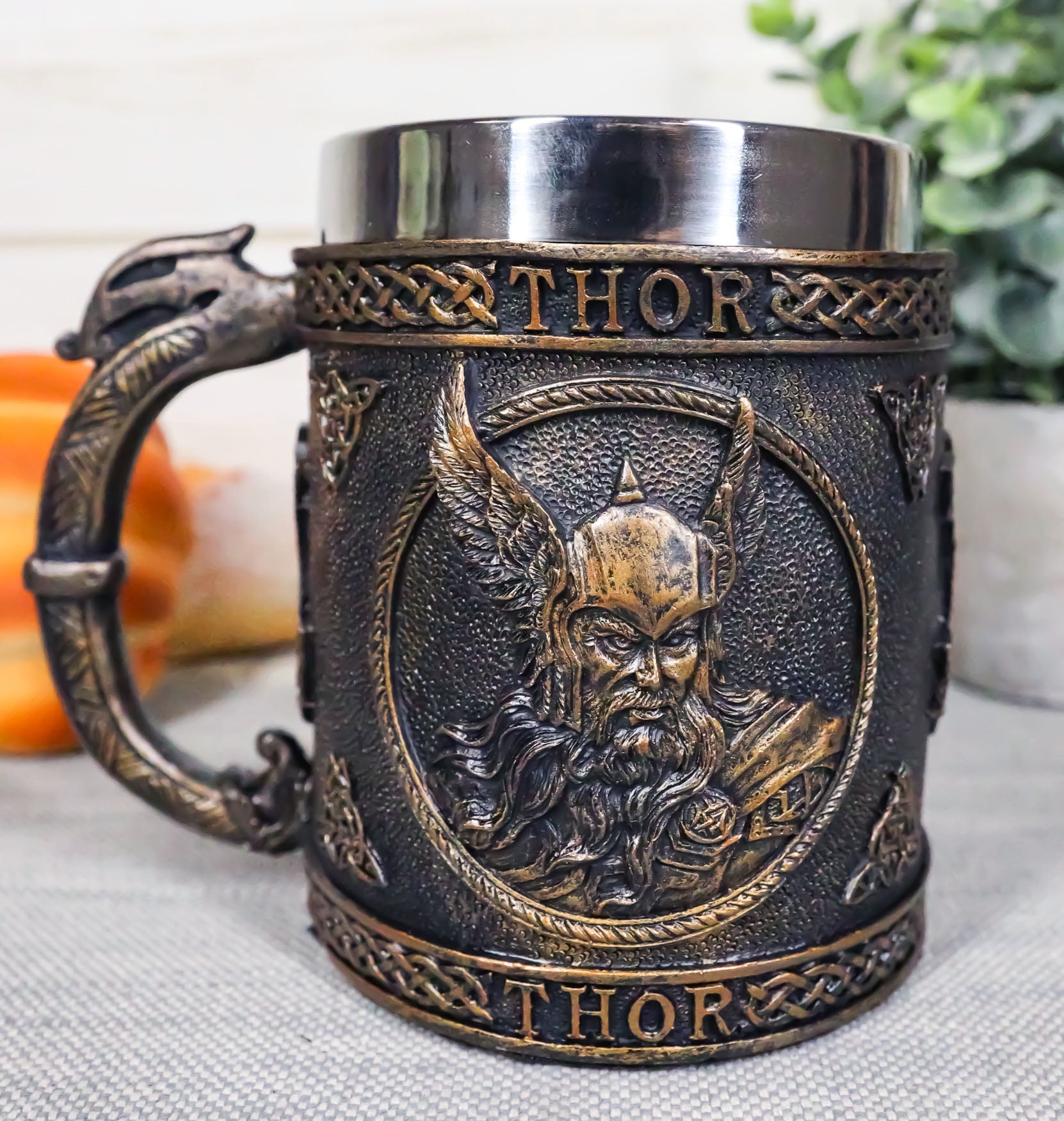 Norse Mythology Viking God Of Thunder Thor Coffee Mug Resin Drink Cup Tankard - Walmart.com