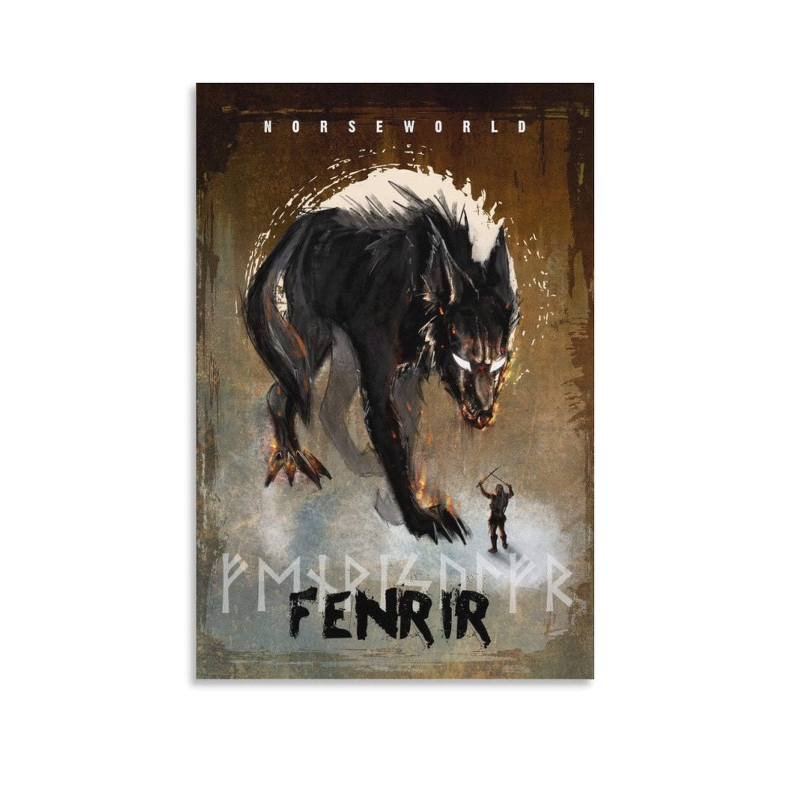 Norse Mythology Viking Poster Fenrir Canvas Poster Wall Art Picture Prints Hanging Photo Gift ...