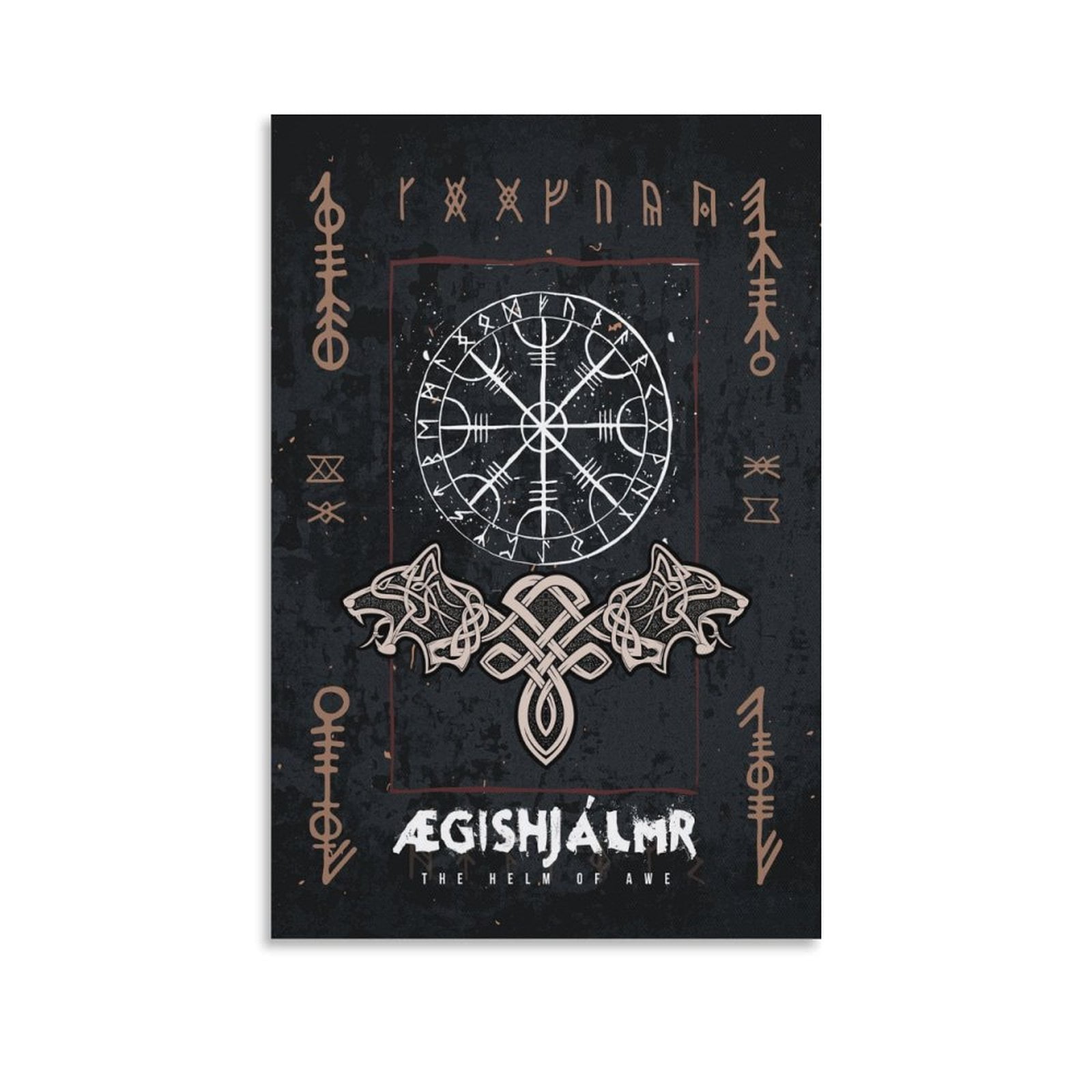 Norse Mythology Viking Symbols Poster Aegishjalmur Artworks Canvas ...