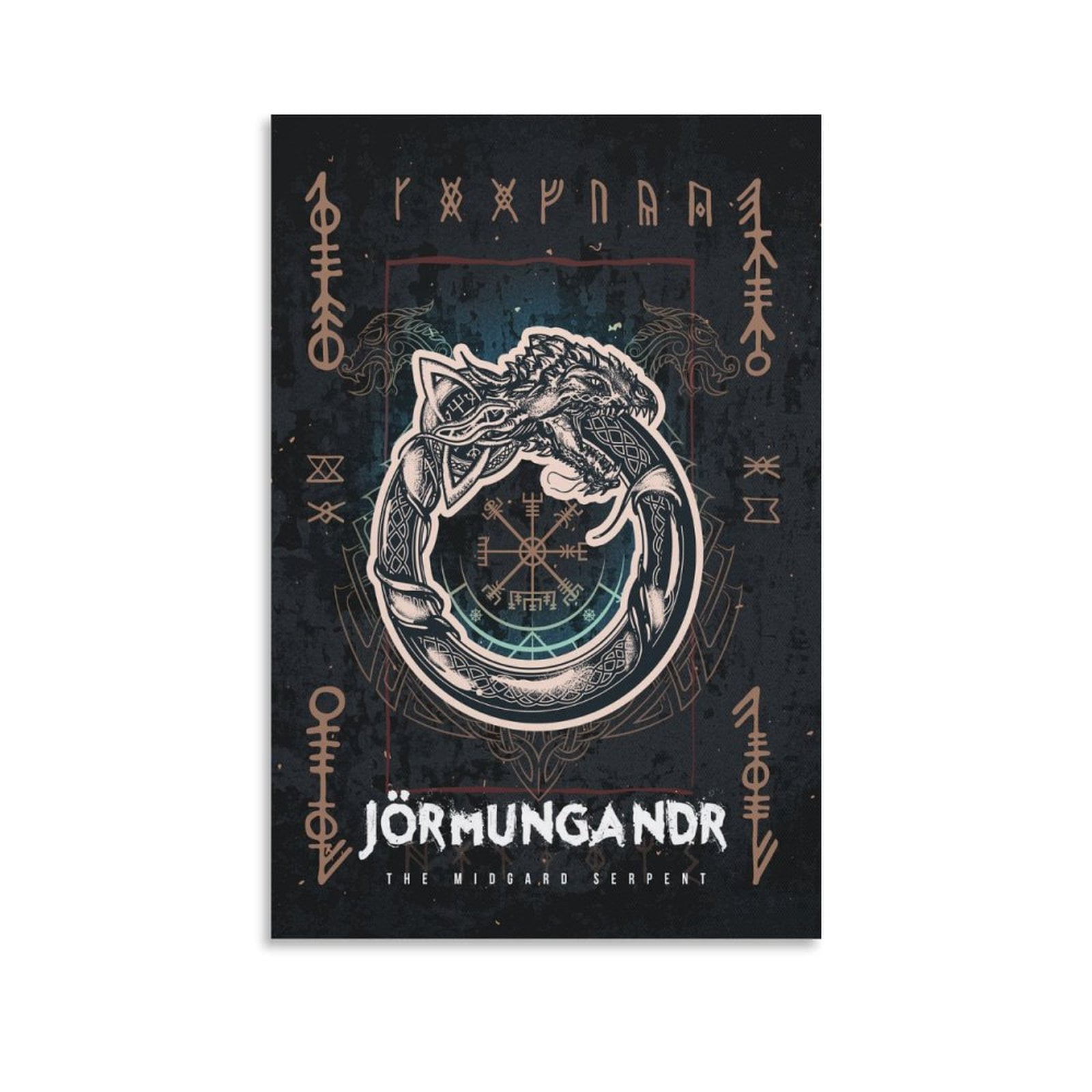 Norse Mythology Viking Symbols Poster Jormungandr Canvas Wall Art ...