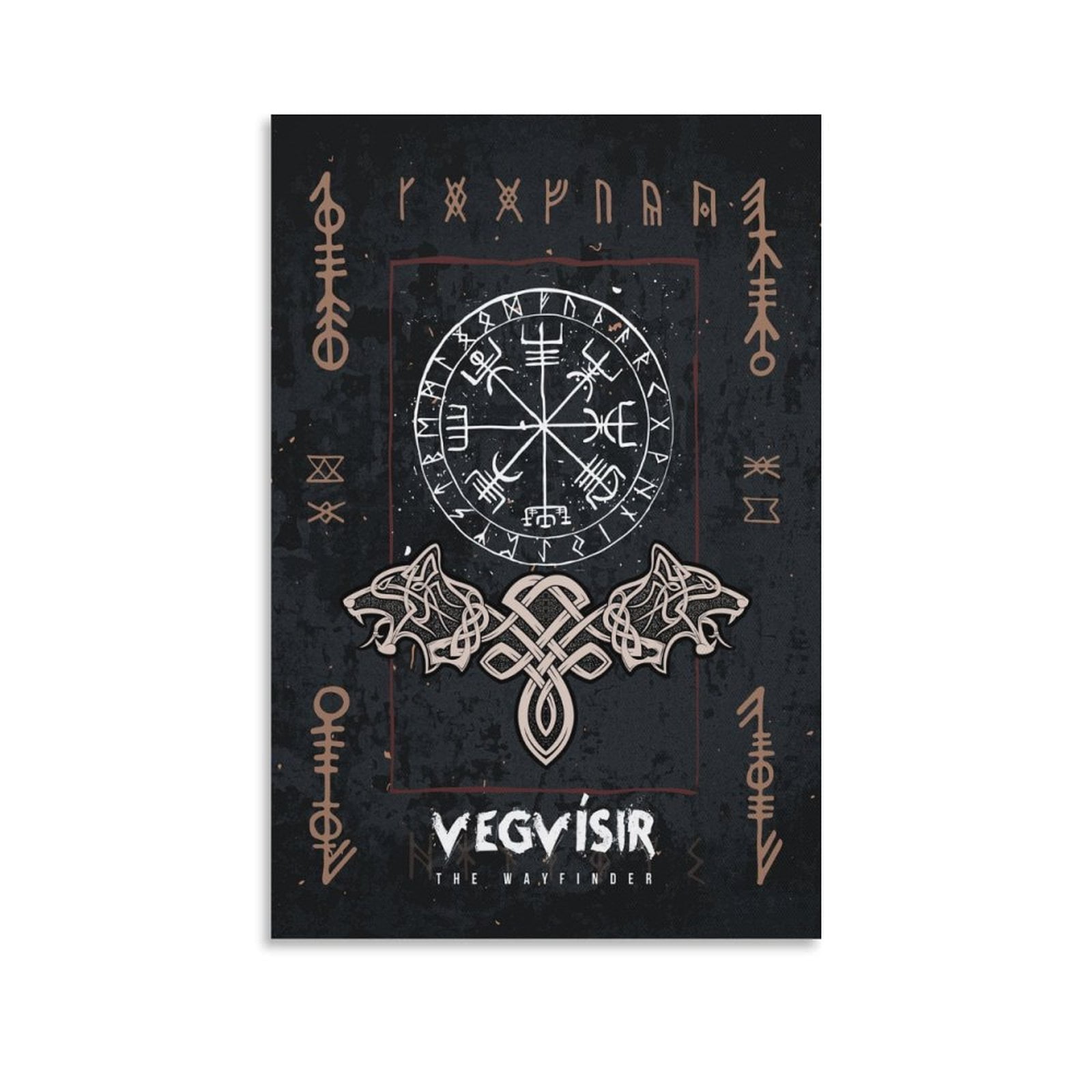 Norse Mythology Viking Symbols Poster Vegvisir Wall Art Poster Gifts ...