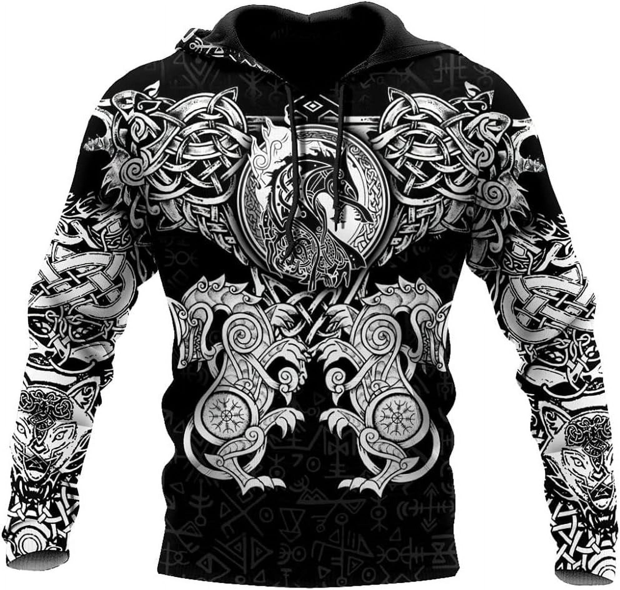 Norse Mythology Yin Yang Viking Dragon Totem Harajuku Sweatshirt Unisex Viking 3D Print Tattoo ...
