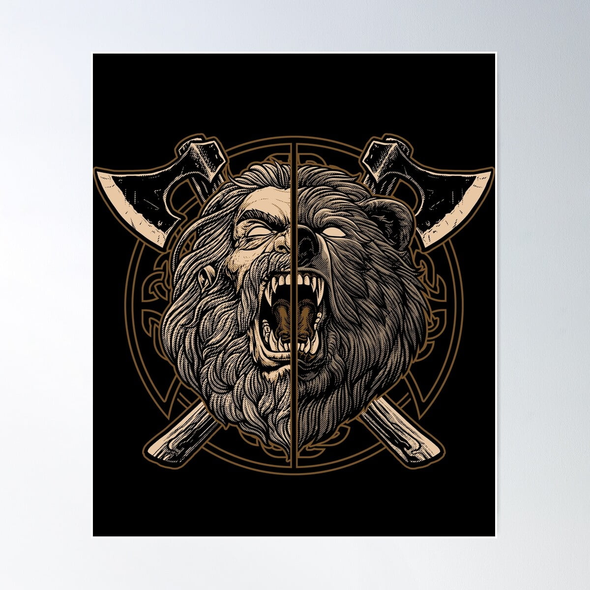 Norse Viking Berserker Pagan Bear Warrior Poster Wall Art, Modern Wall ...