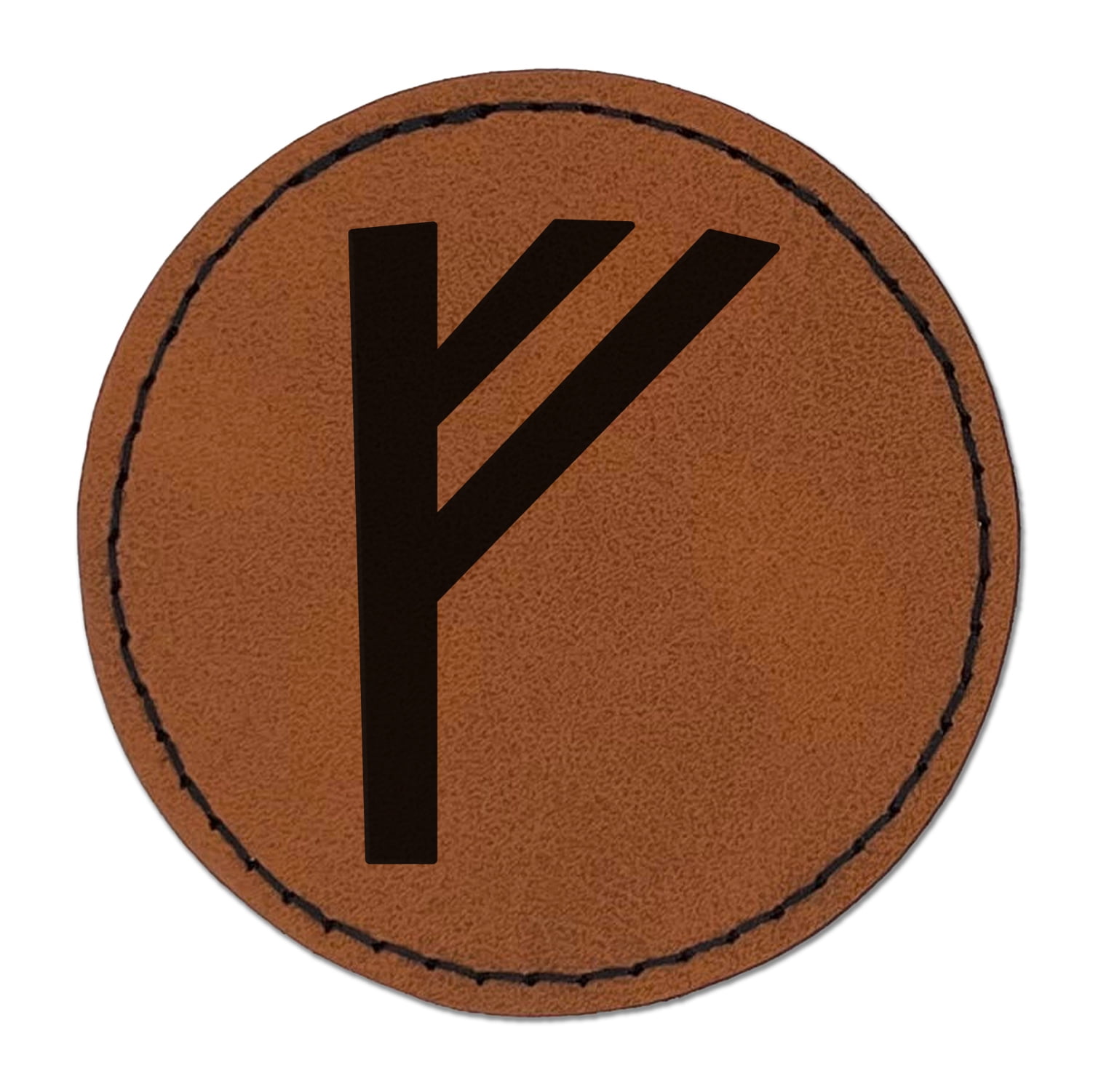 Norse Viking Dwarven Rune Letter F 2.5" Faux Leather Round Engraved ...