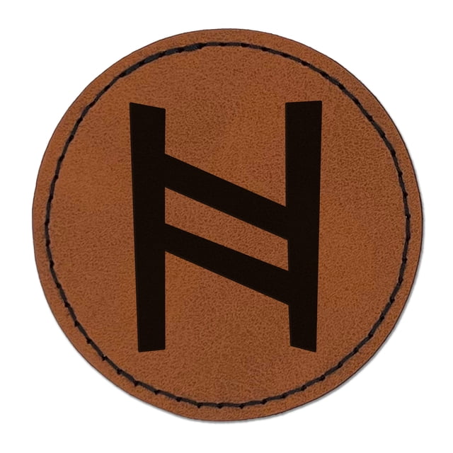 Norse Viking Dwarven Rune Letter H 2.5" Faux Leather Round Engraved ...