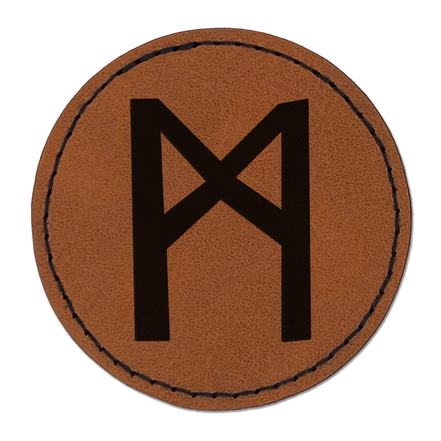 Norse Viking Dwarven Rune Letter M 2.5" Faux Leather Round Engraved ...
