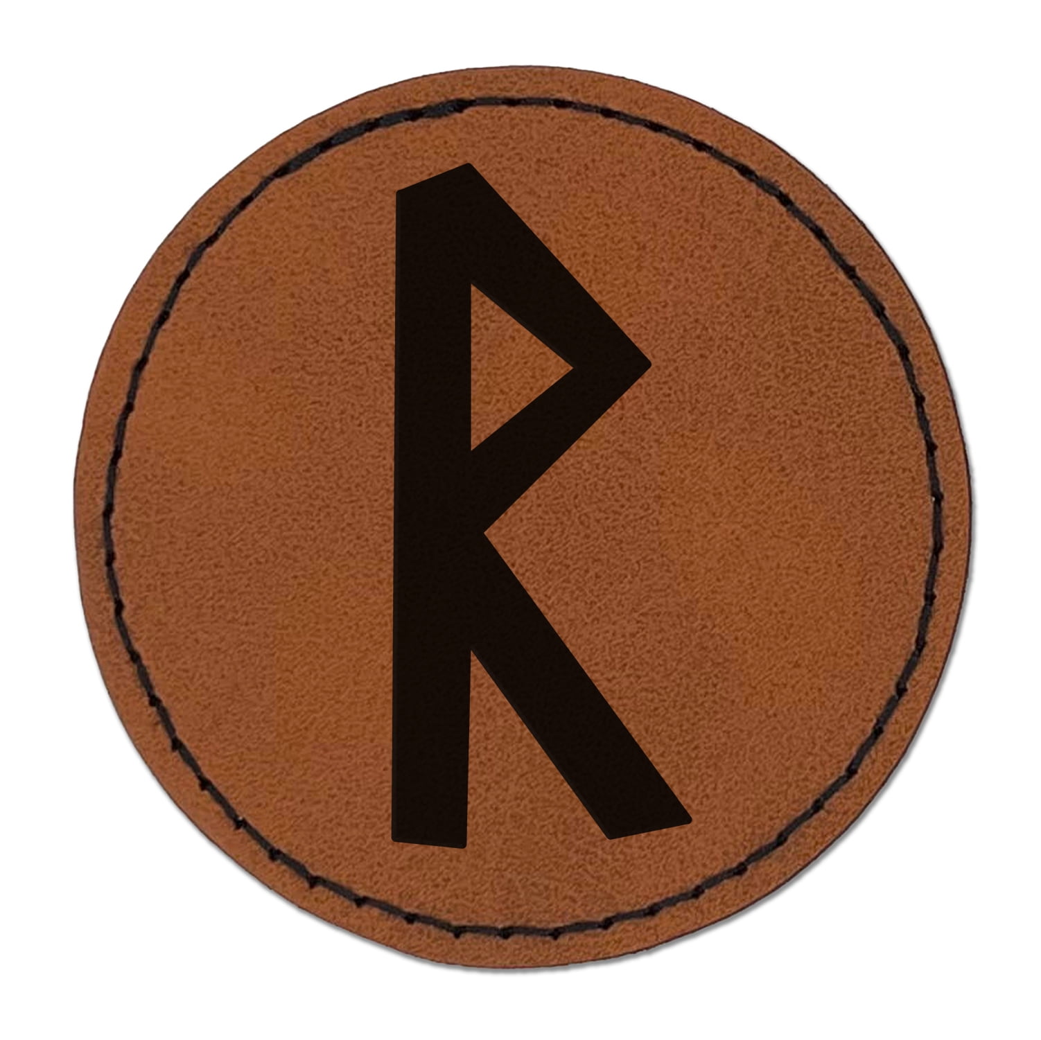 Norse Viking Dwarven Rune Letter R 2.5" Faux Leather Round Engraved ...