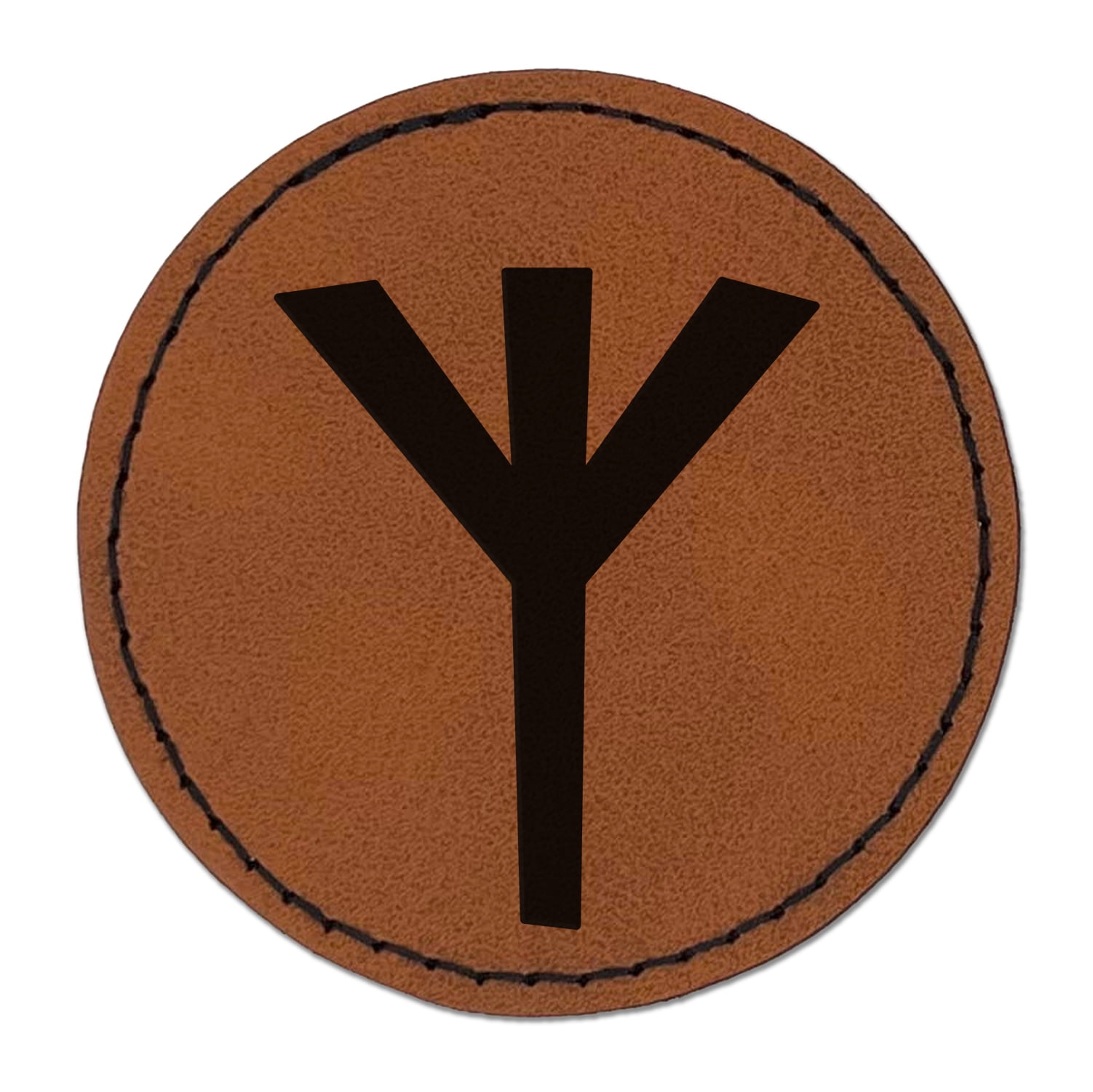 Norse Viking Dwarven Rune Letter X 2.5" Faux Leather Round Engraved ...