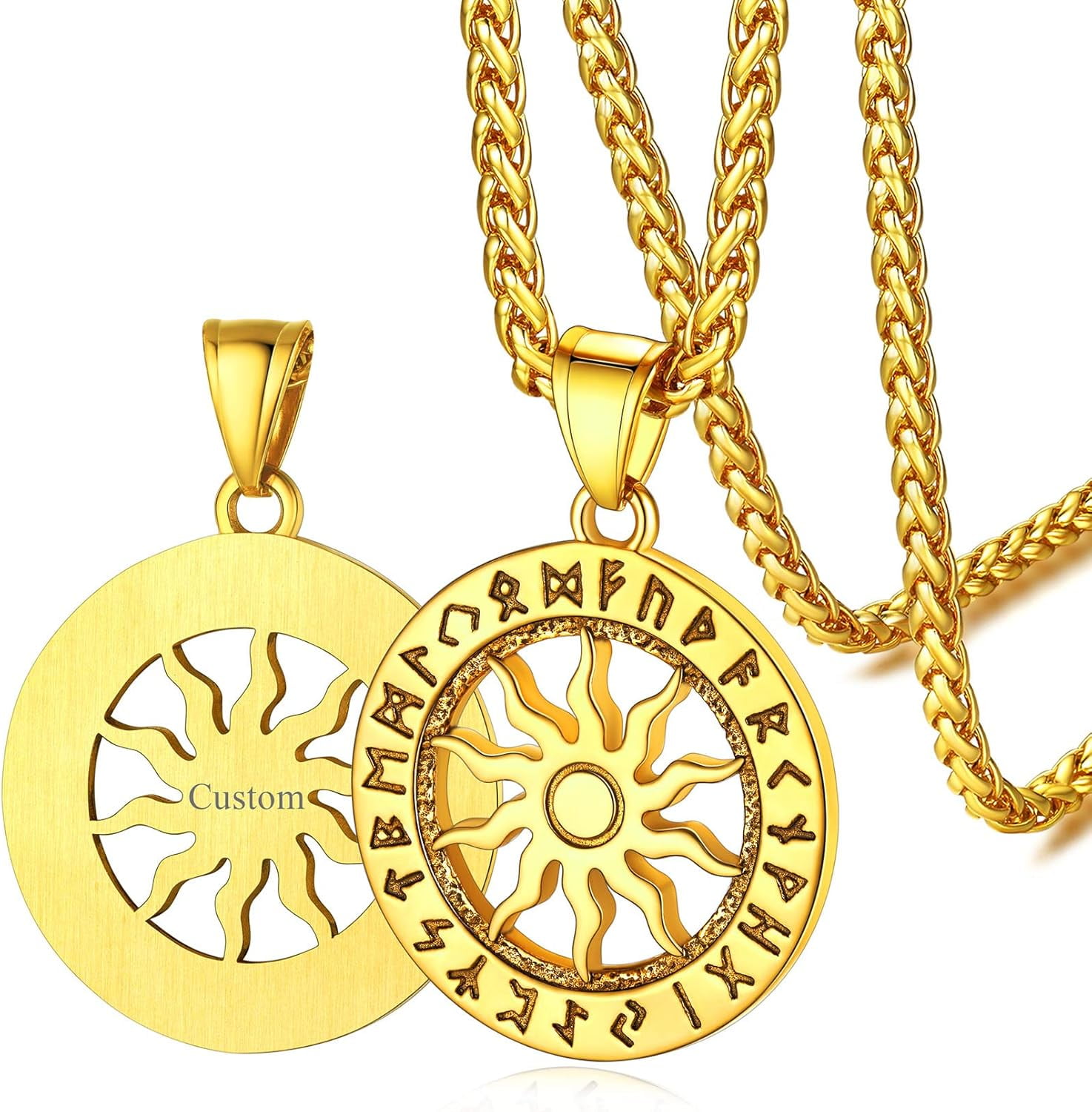 Norse Viking Rune Necklace With Adjustable Braided Leather/Stainless ...