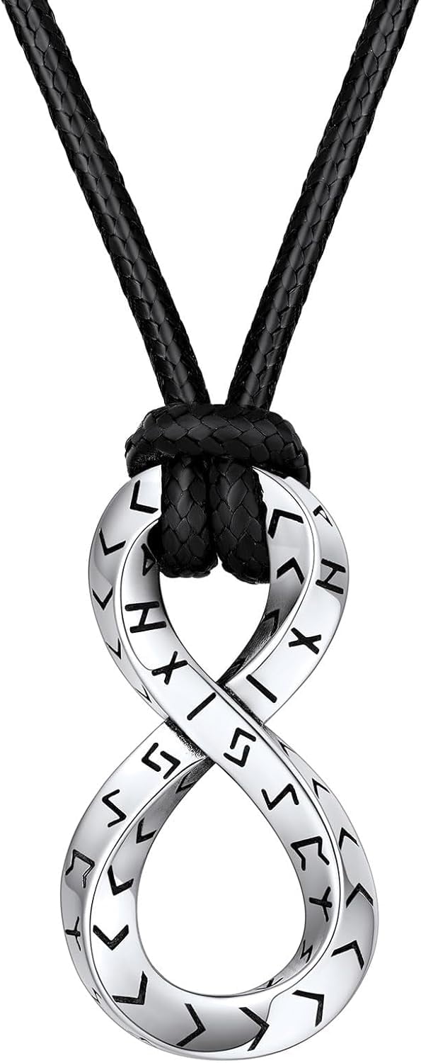 Norse Viking Rune Necklace With Adjustable Braided Leather/Stainless ...