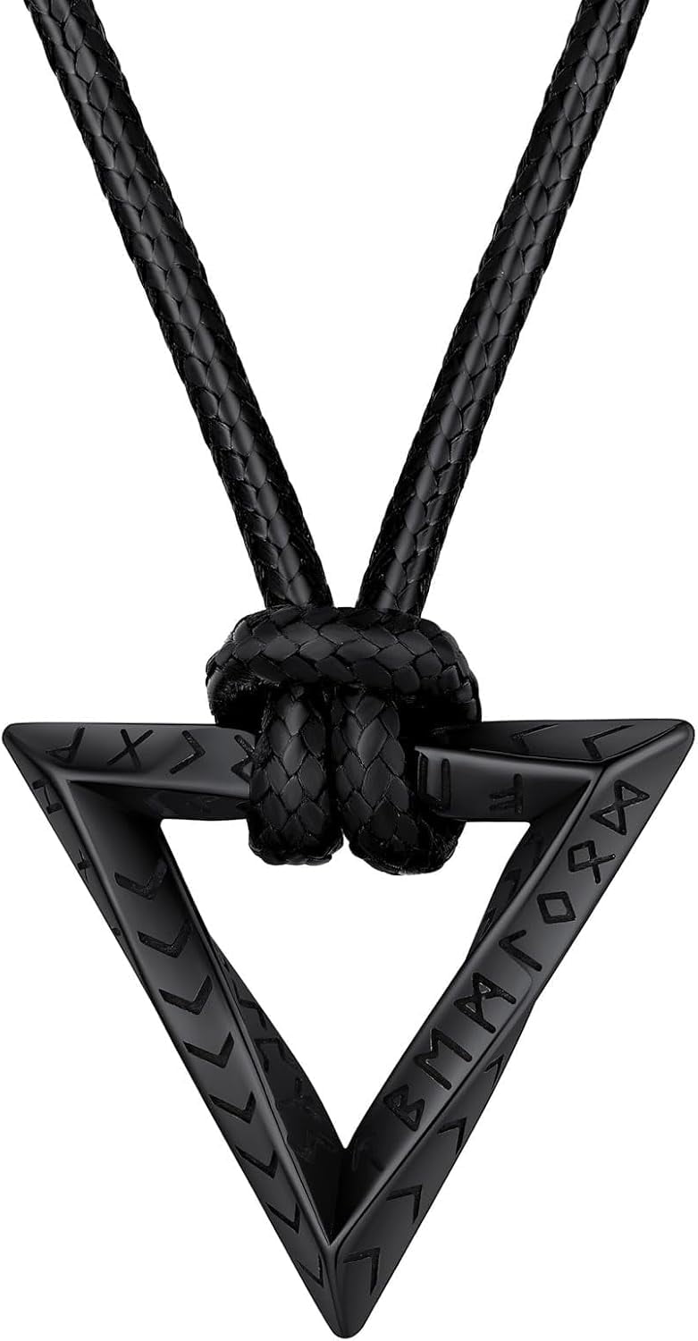 Norse Viking Rune Necklace With Adjustable Braided Leather/Stainless ...