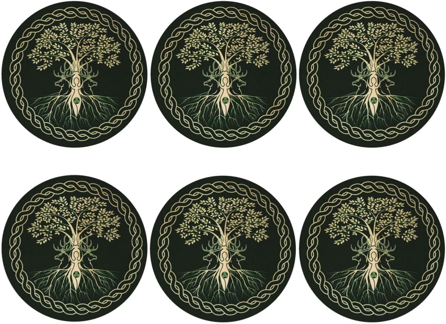 Norse Viking Wicca Yule Yggdrasil Coasters Set of 6 Coasters for Drinks ...