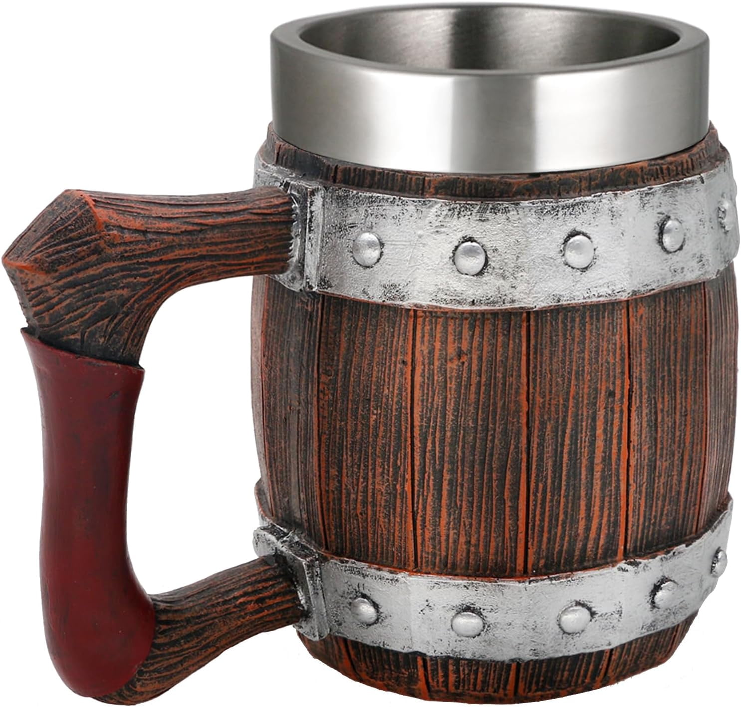 Norse Viking Wooden-Barrel Beer Mug - 21oz Cool Coffee Mug Stainless ...