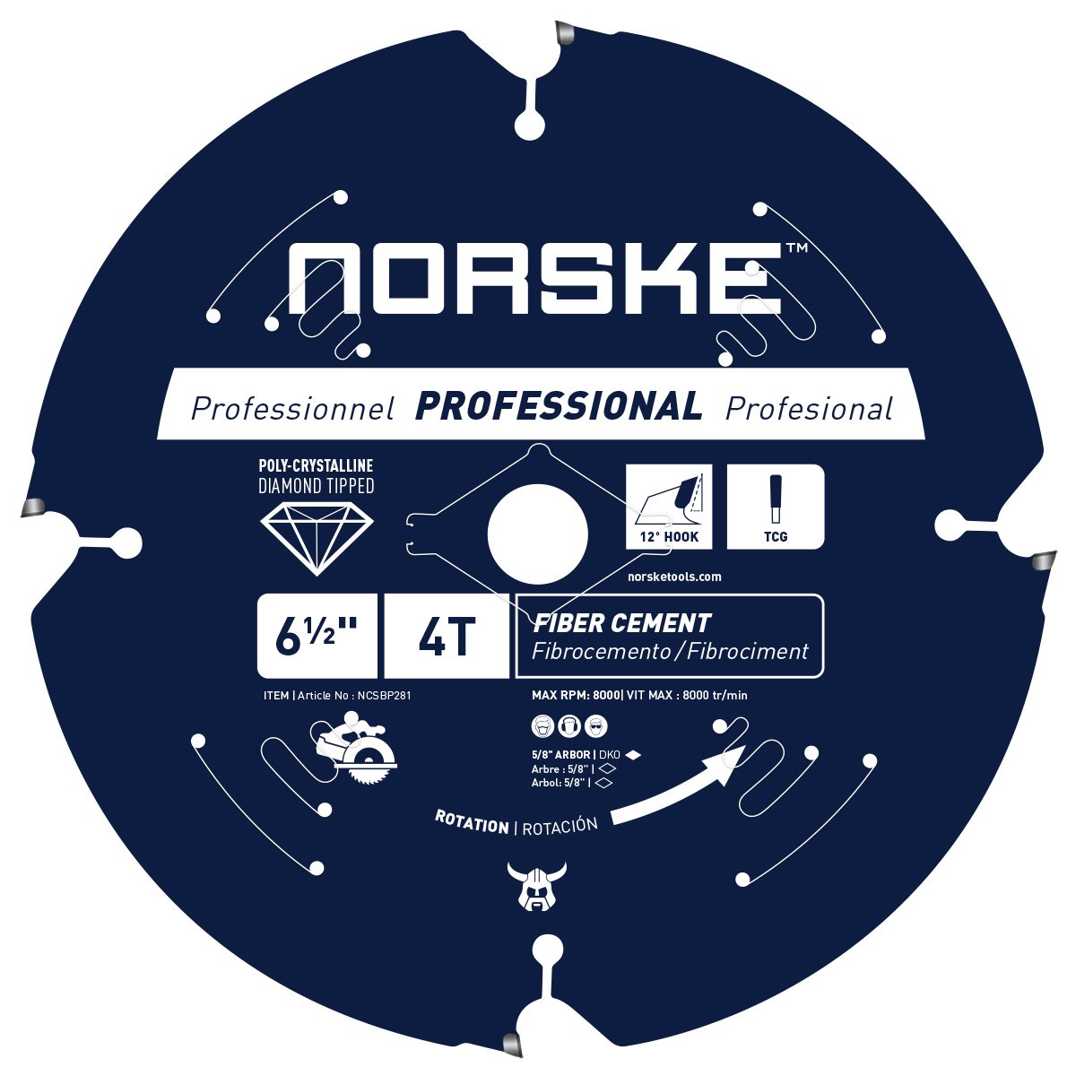 Norske Tools NCSBP281 6-1/2 inch 4 Tooth Polycrystalline Diamond (PCD ...