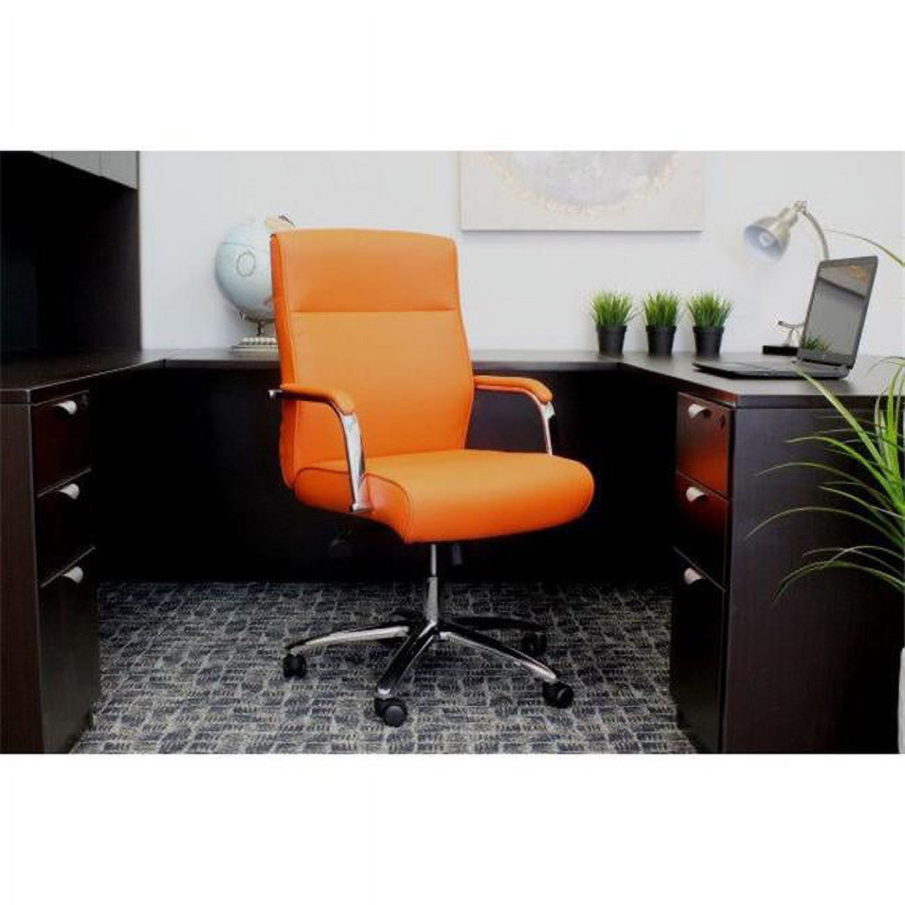 Norstar Orange Mid Back Executive Chair in CP, Chrome Arm Base ...