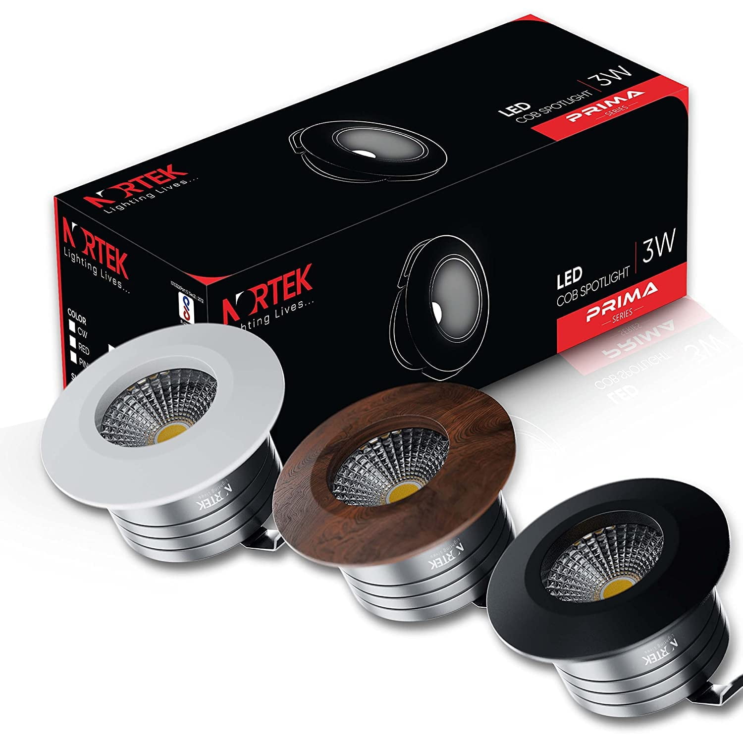 Nortek Prima 3W LED Cob Downlight Round Recessed Focus Lights for ...