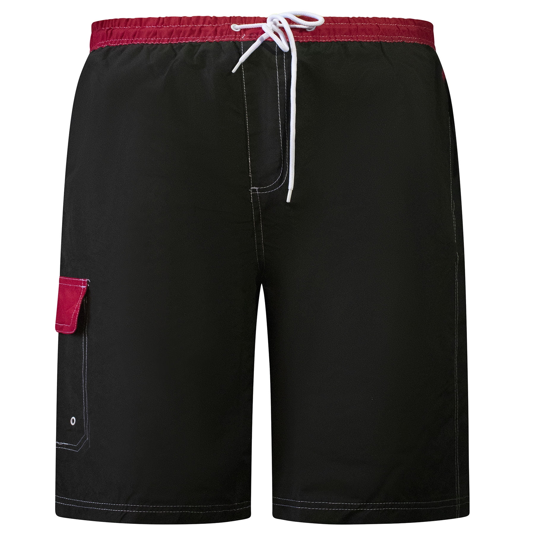 North 15 Boy's Beach Swim Trunks Shorts with Cargo Pockets-6110B-Blk/Rd ...