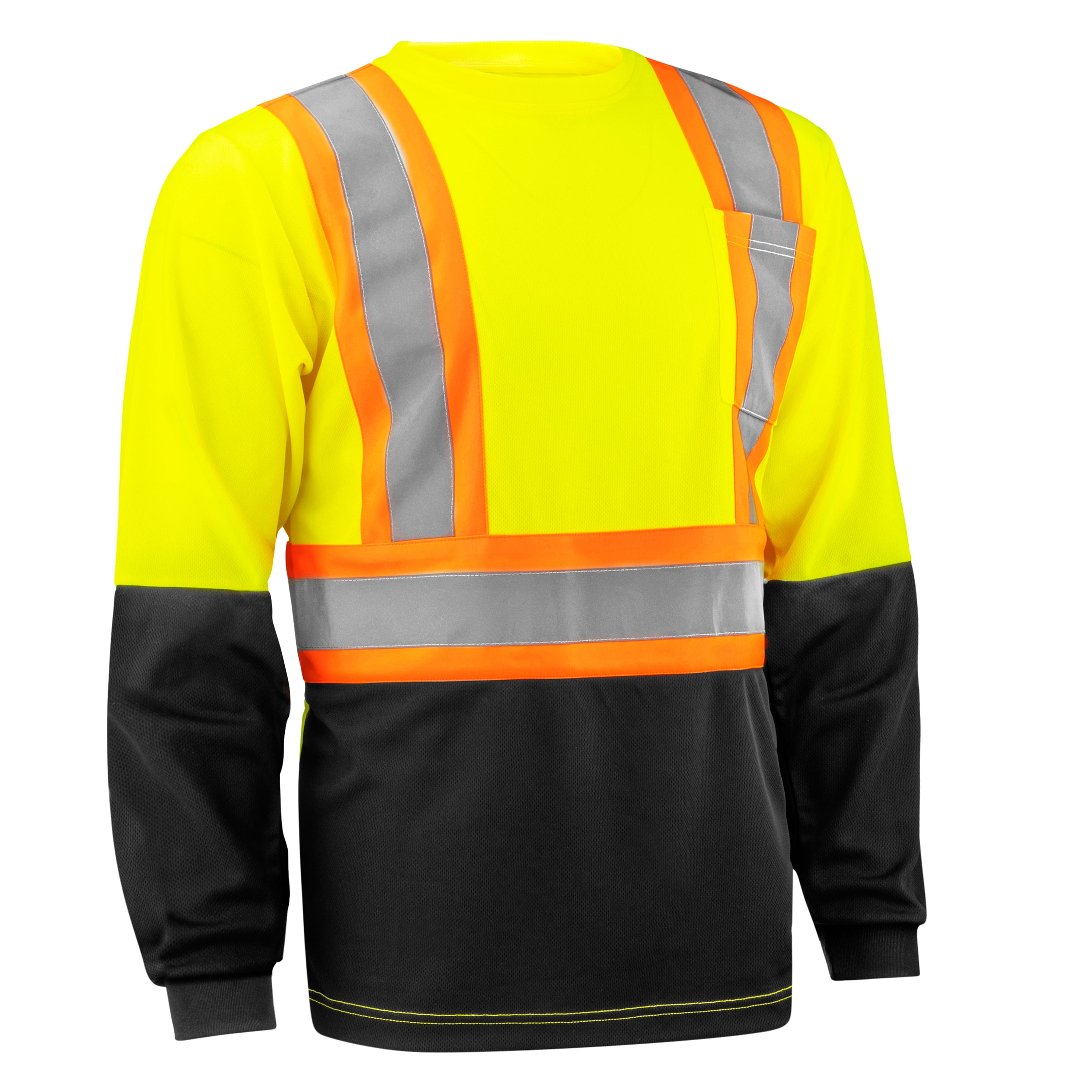 North 15 High-Visibility 4" Contrast Reflective Long Sleeve Blk/Yell ...