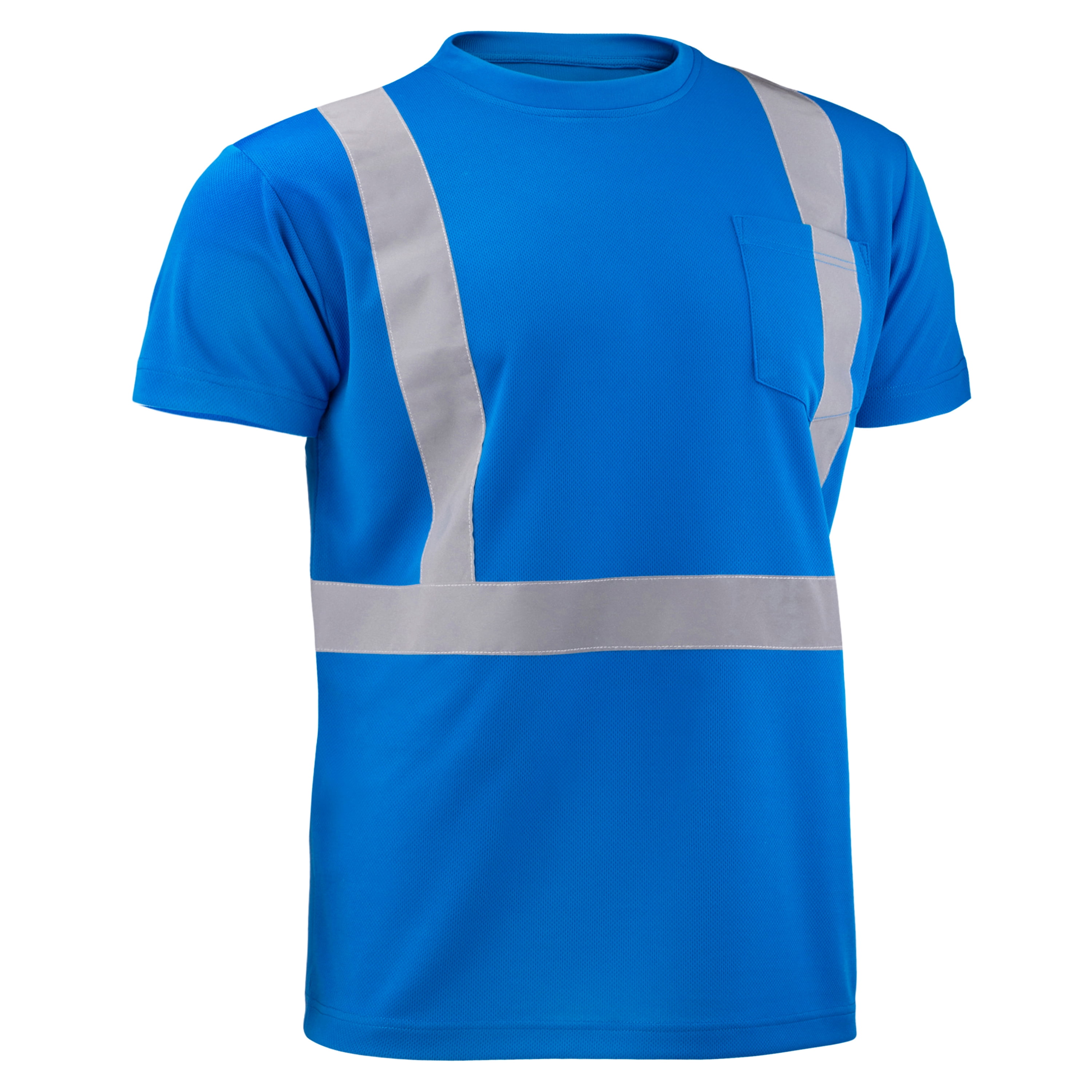 North 15 High-Visibility Reflective Safety Short Sleeve Blue Safety T ...