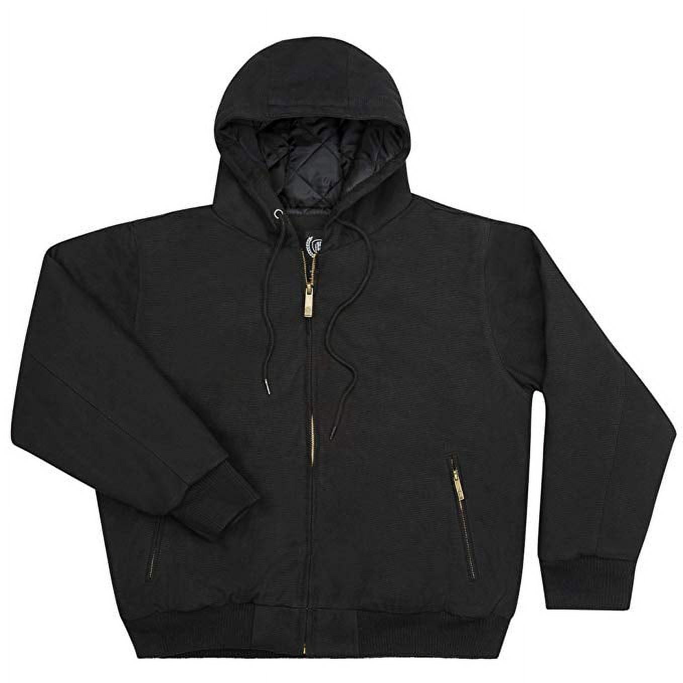 North 15 Men's Hooded Canvas Work Jacket-Zipper Front-1422-Black-Medium ...
