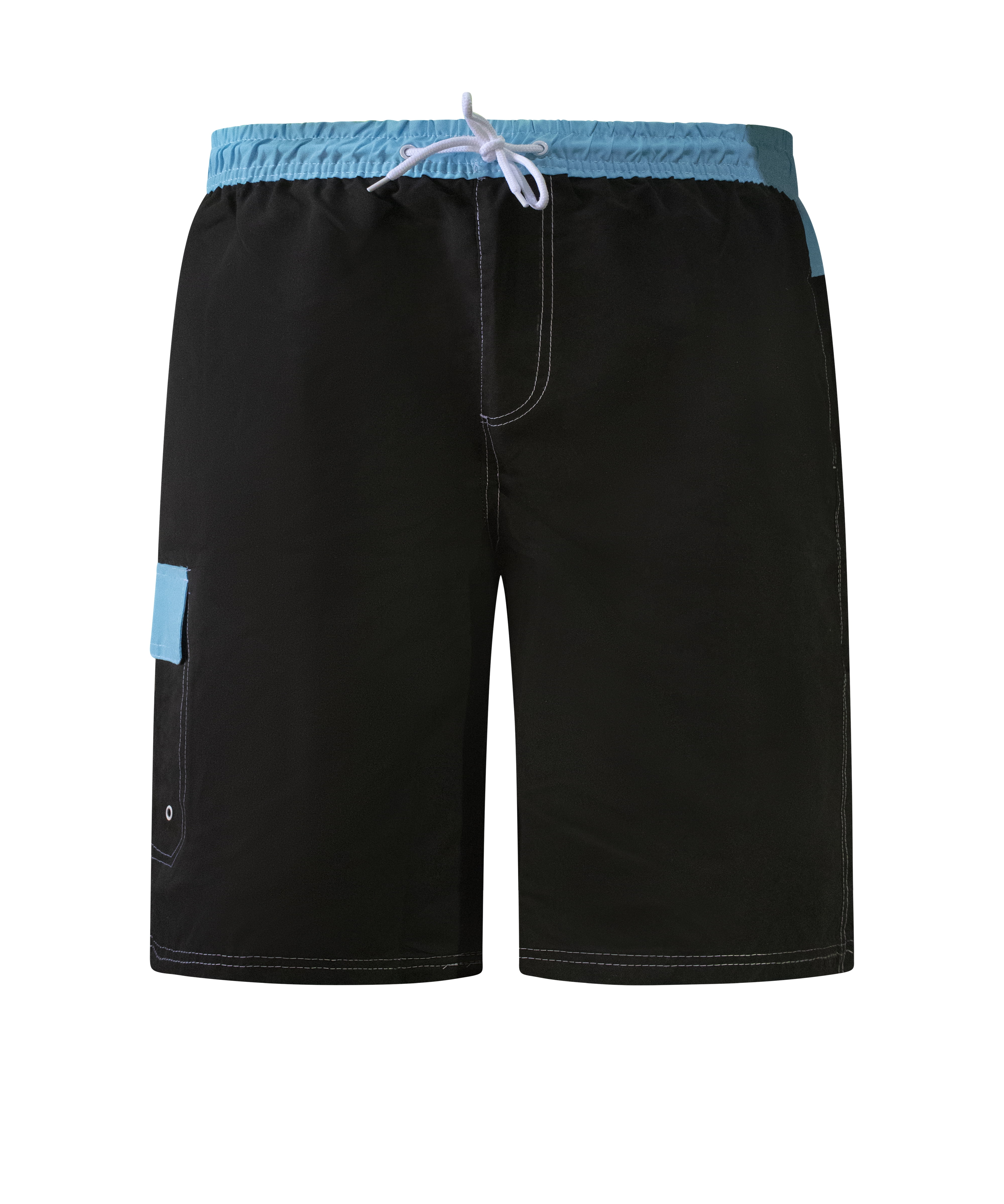 North 15 Men's Microfiber Swim Trunks with Cargo Pocket-6110-Blk-Sky-Lg ...