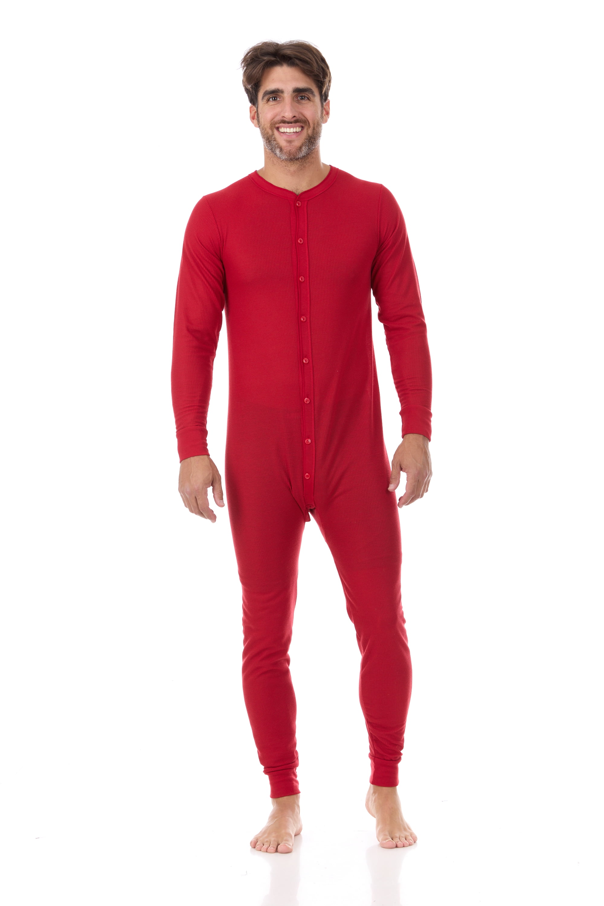 North 15 Mens Waffle Red Union Suit Underwear-90U-Red-S - Walmart.com