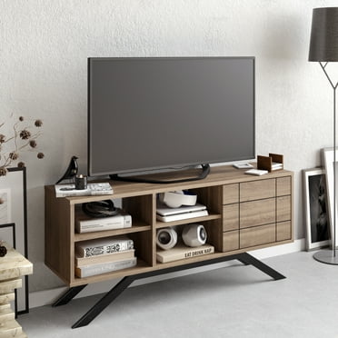 Karin Modern Wood TV Stand for 45 inch TV- Walnut Black - Walmart.com