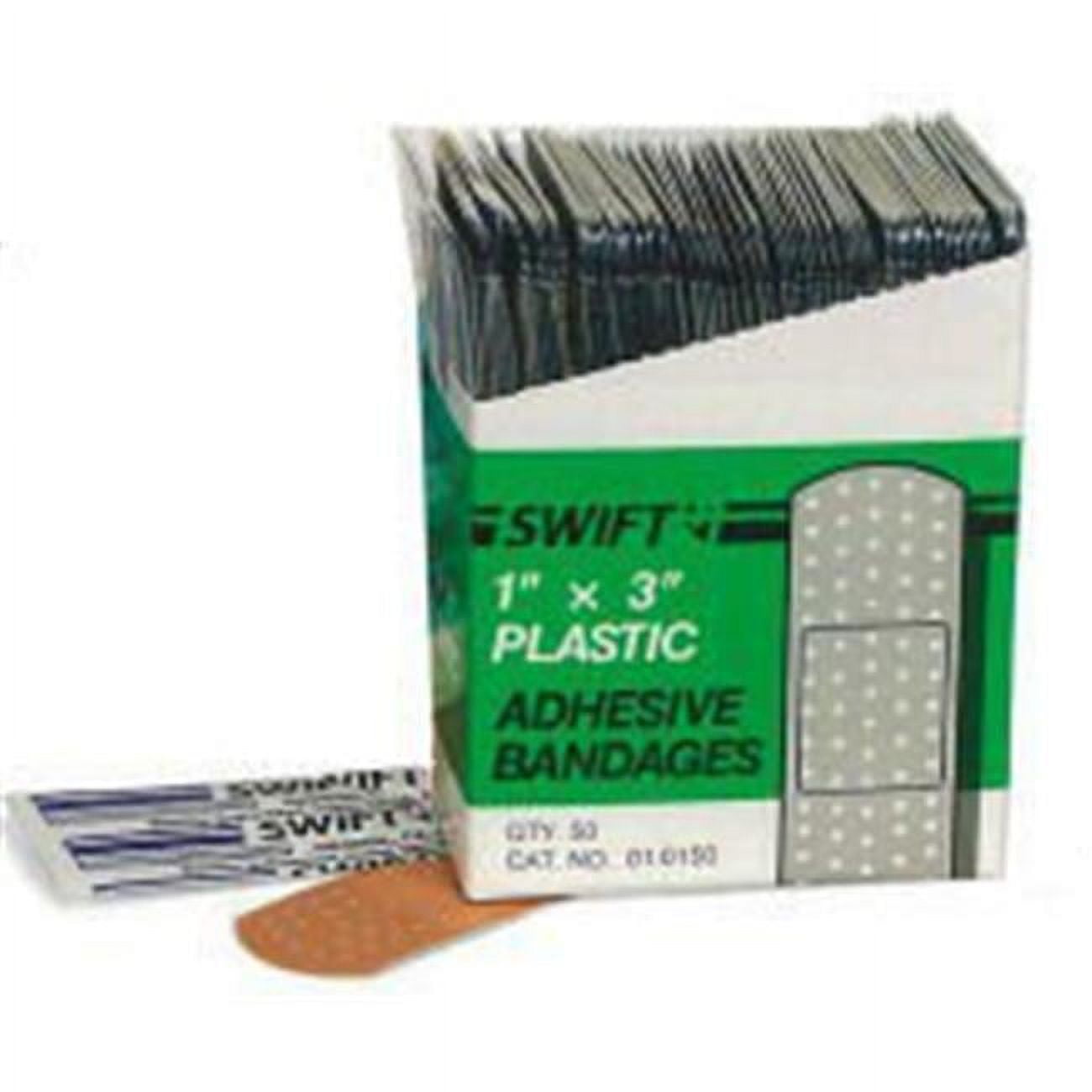 Swift First Aid 10050 1'' X 3'' Plastic Strip Adhesive Bandage (100 Per ...