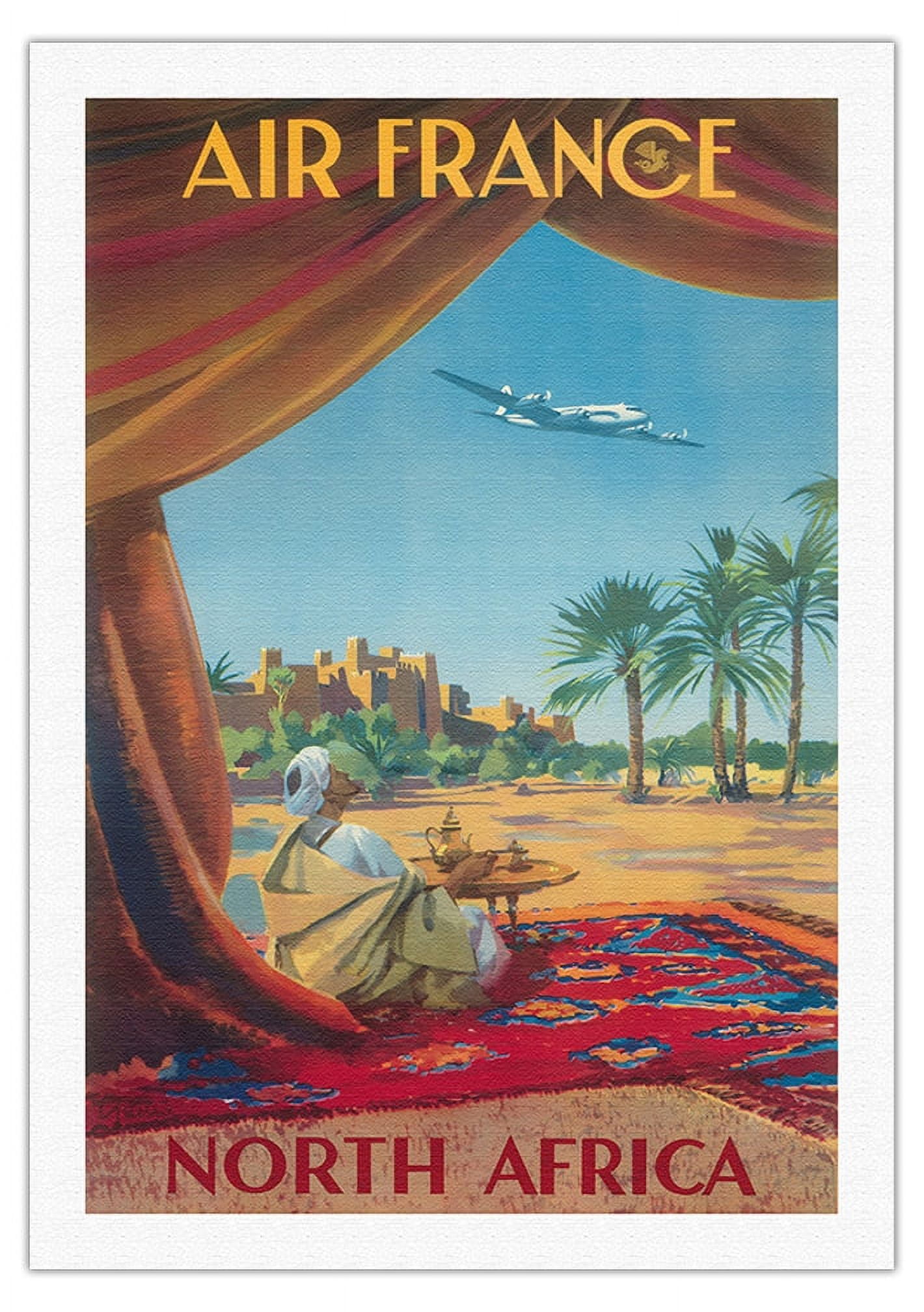 North Africa - Saharan Desert - France - Vintage Airline Travel Poster ...