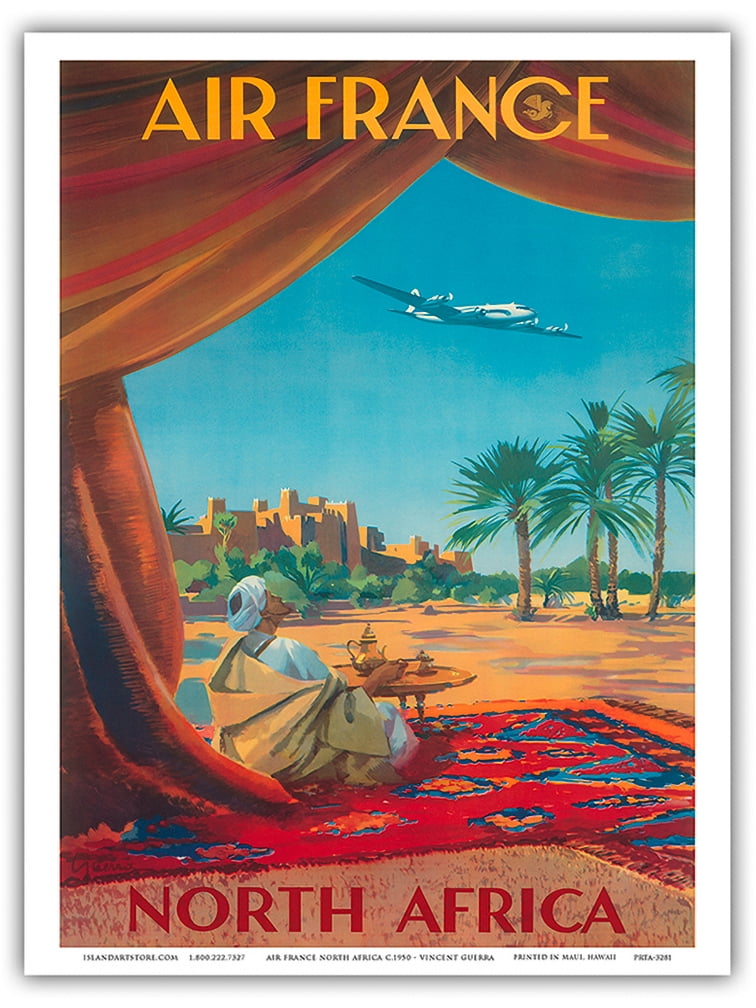 North Africa - Saharan Desert - France - Vintage Airline Travel Poster ...