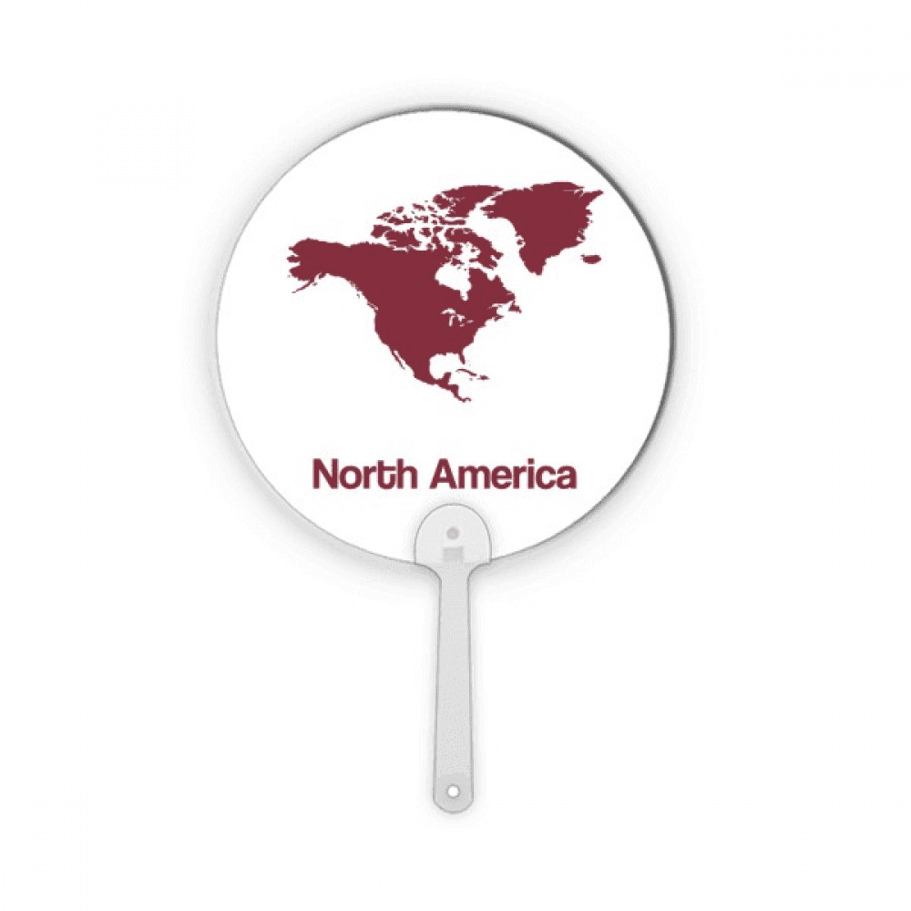 North America Continent Outline Map Plastic Round Handheld Fan ...
