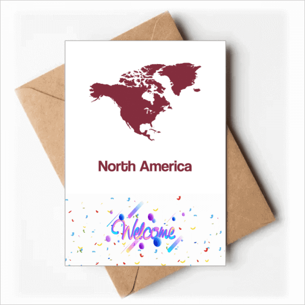 North America Continent Outline Map Welcome Back Greeting Cards ...