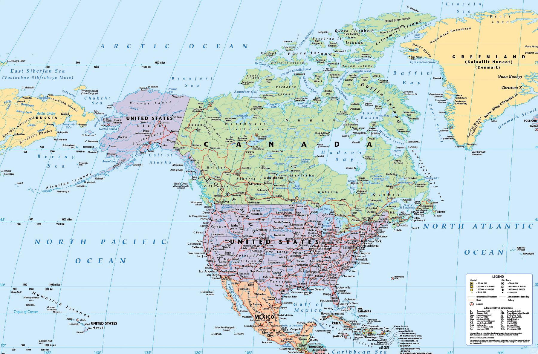 North America Map 2023 Wall Poster, 14.725" x 22.375" - Walmart.com