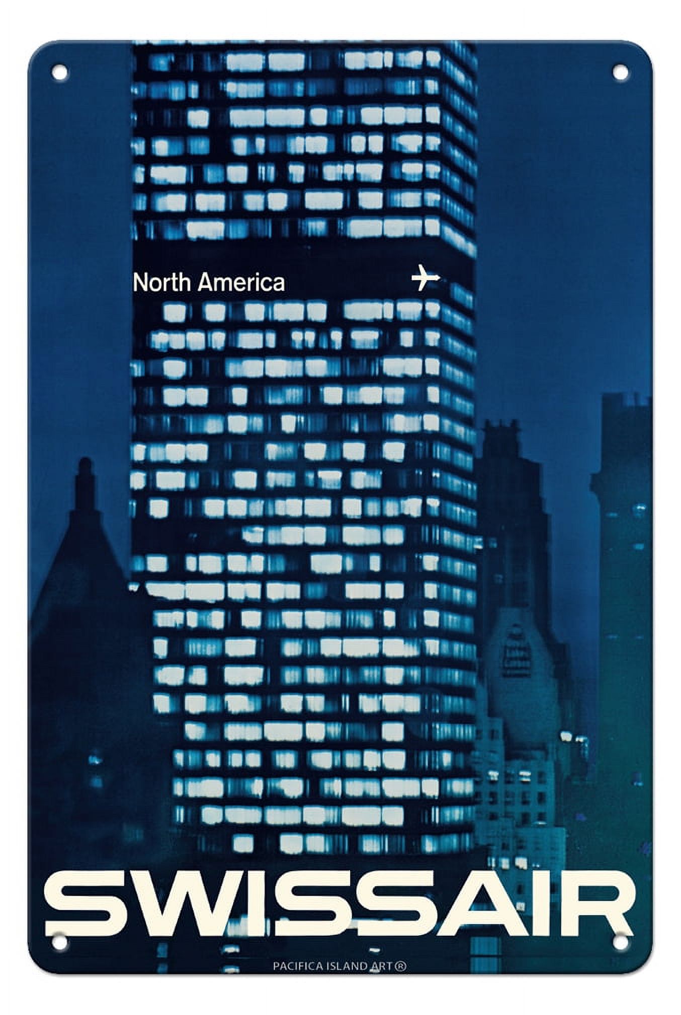 North America - SwissAir - Vintage Airline Travel Poster by Manfred ...