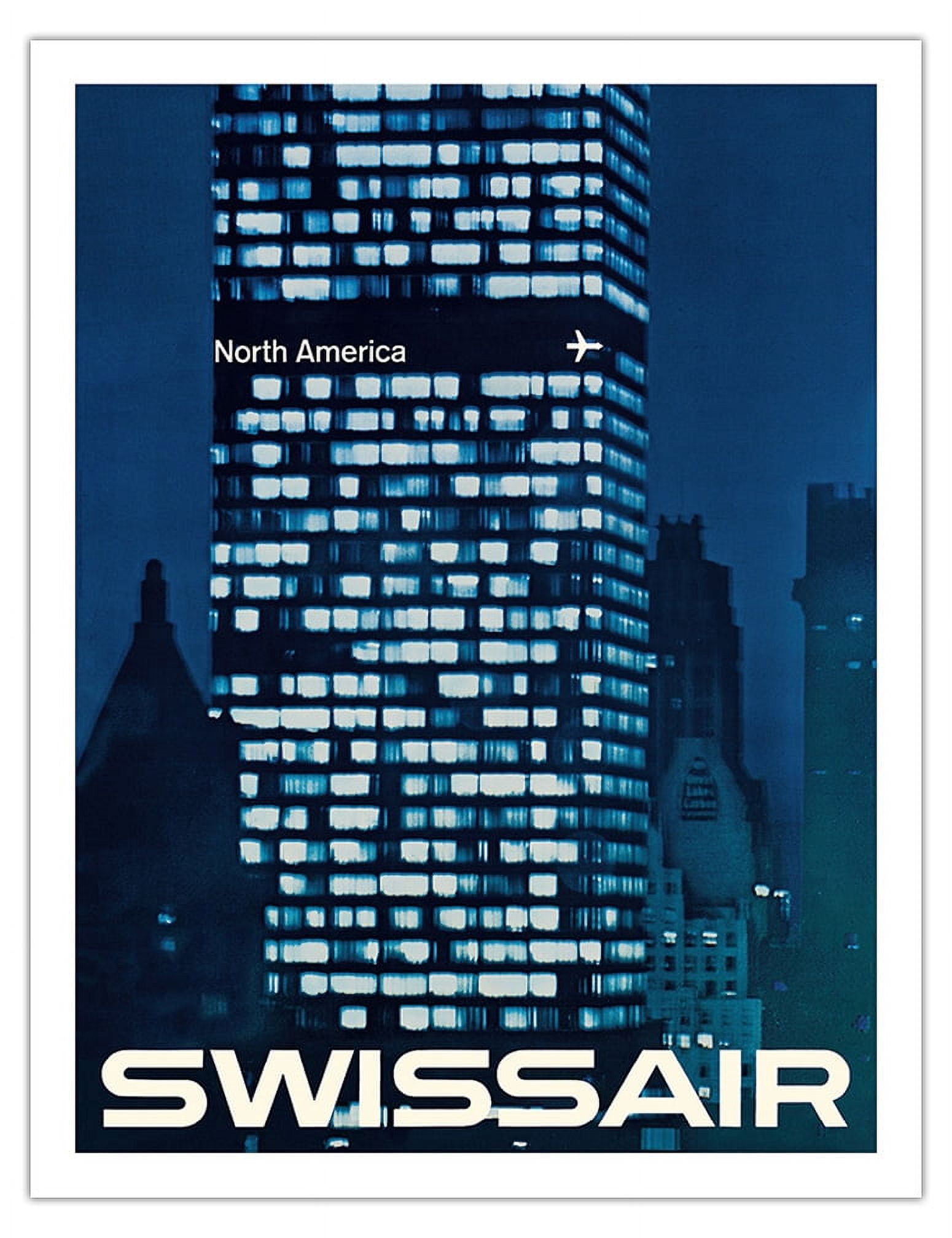 North America - SwissAir - Vintage Airline Travel Poster by Manfred ...