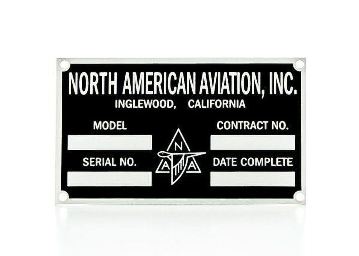 North American Aviation Aircraft Data Plate, WW II P-51, B-24, AT-6 DPL ...