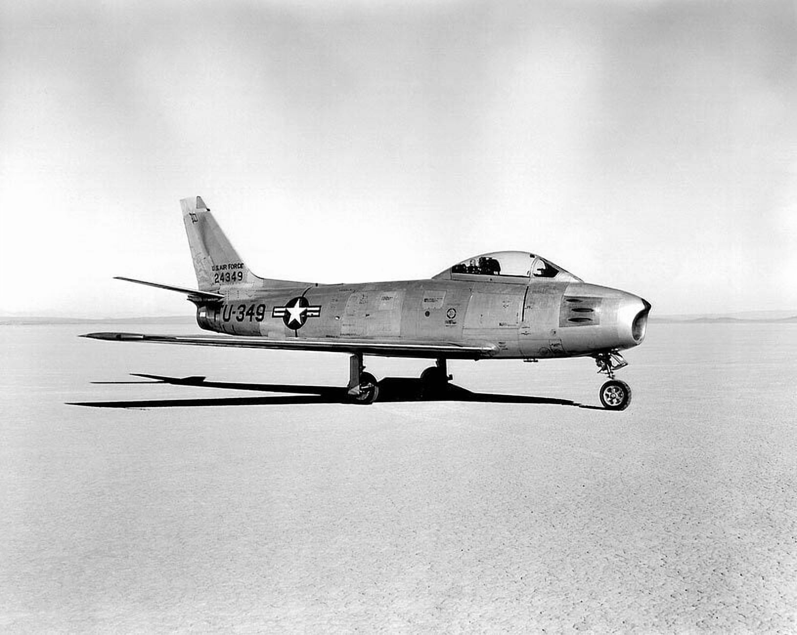 North American F-86 Sabre Jet on Lakebed - 24x36 Inch Laminated ...