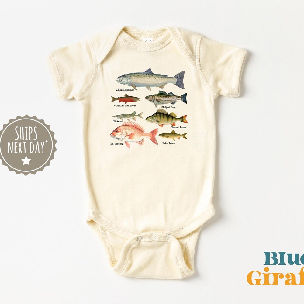 North American Fish Baby Onesie - Fish Species Baby Bodysuit - Summer ...