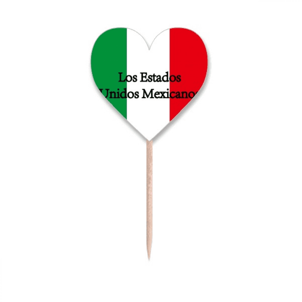 North American Mexican Flag Represent Toothpick Flags Heart Lable ...