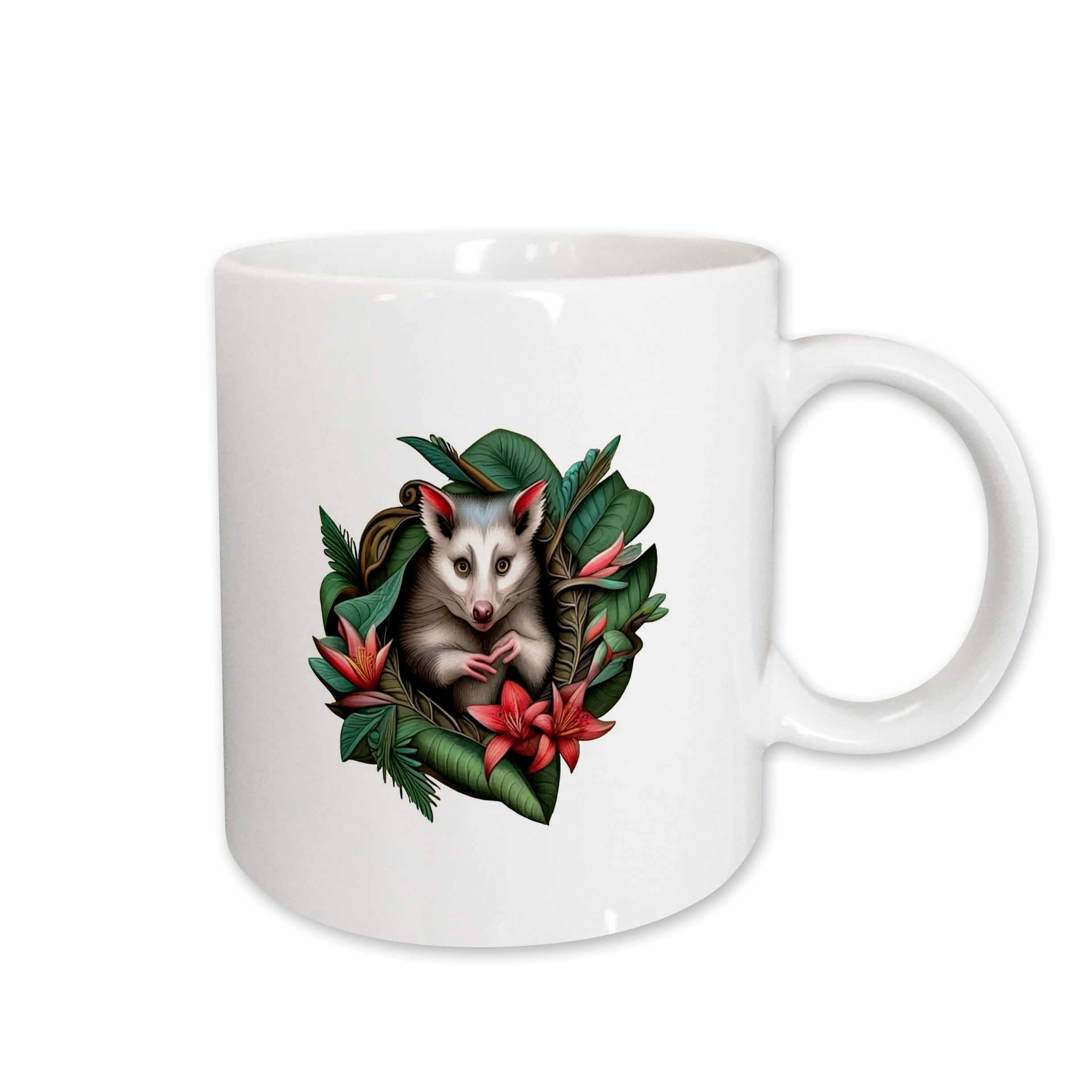 3drose, North American Opossum Surrounded by Carolina Lily Tattoo Art ...