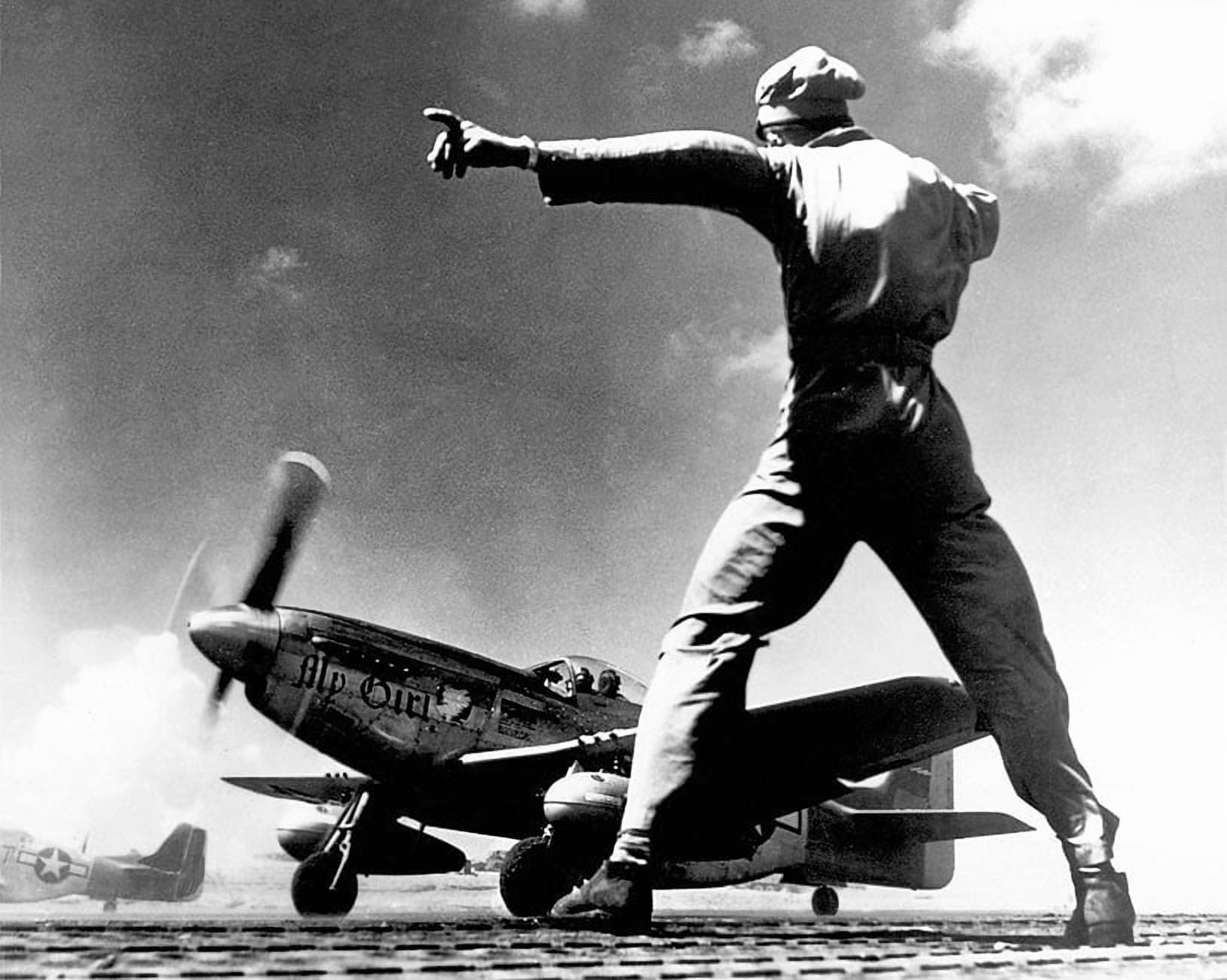 North American P-51 Take-Off at Iwo Jima - 24x36 Inch Laminated ...
