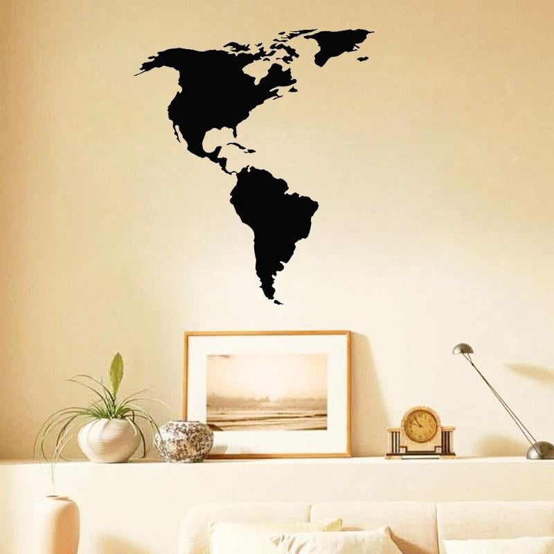 North And South America Continent Wall Sticker Living Room Bedroom Wall ...