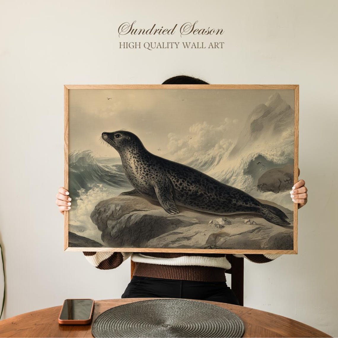 North Atlantic Grey Seal Art Print, Vintage Marine Wildlife ...